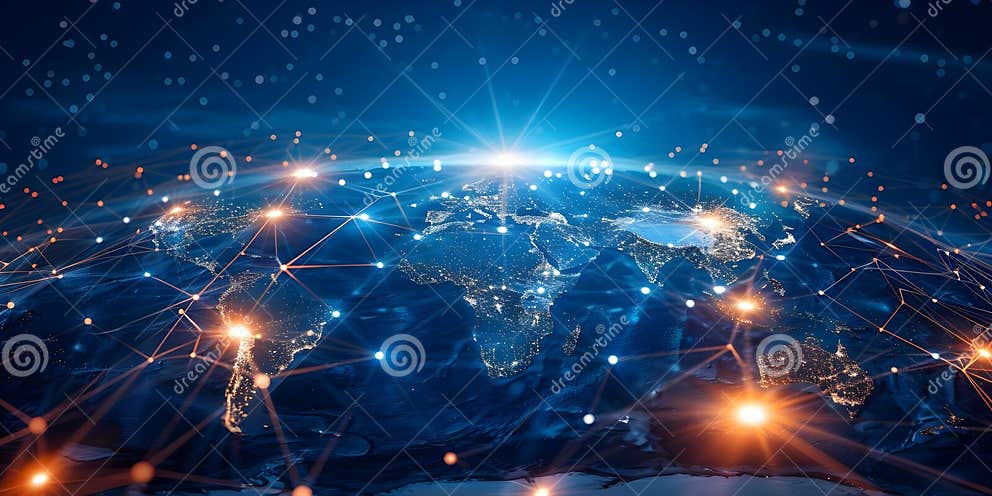 Global Transfer: Abstract Concept of Worldwide Data Cloud Computing Tech Mapping. Concept Data ...