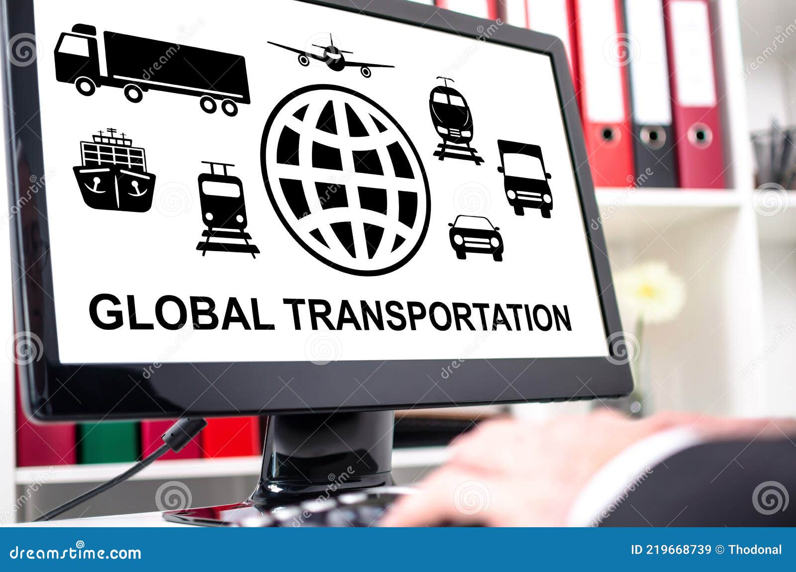 Global Transportation Concept on a Computer Screen Stock Illustration ...