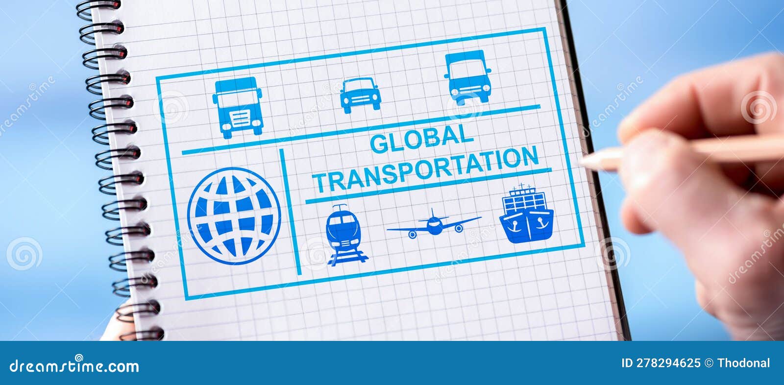 Global Transportation Concept on a Notepad Stock Image - Image of ...