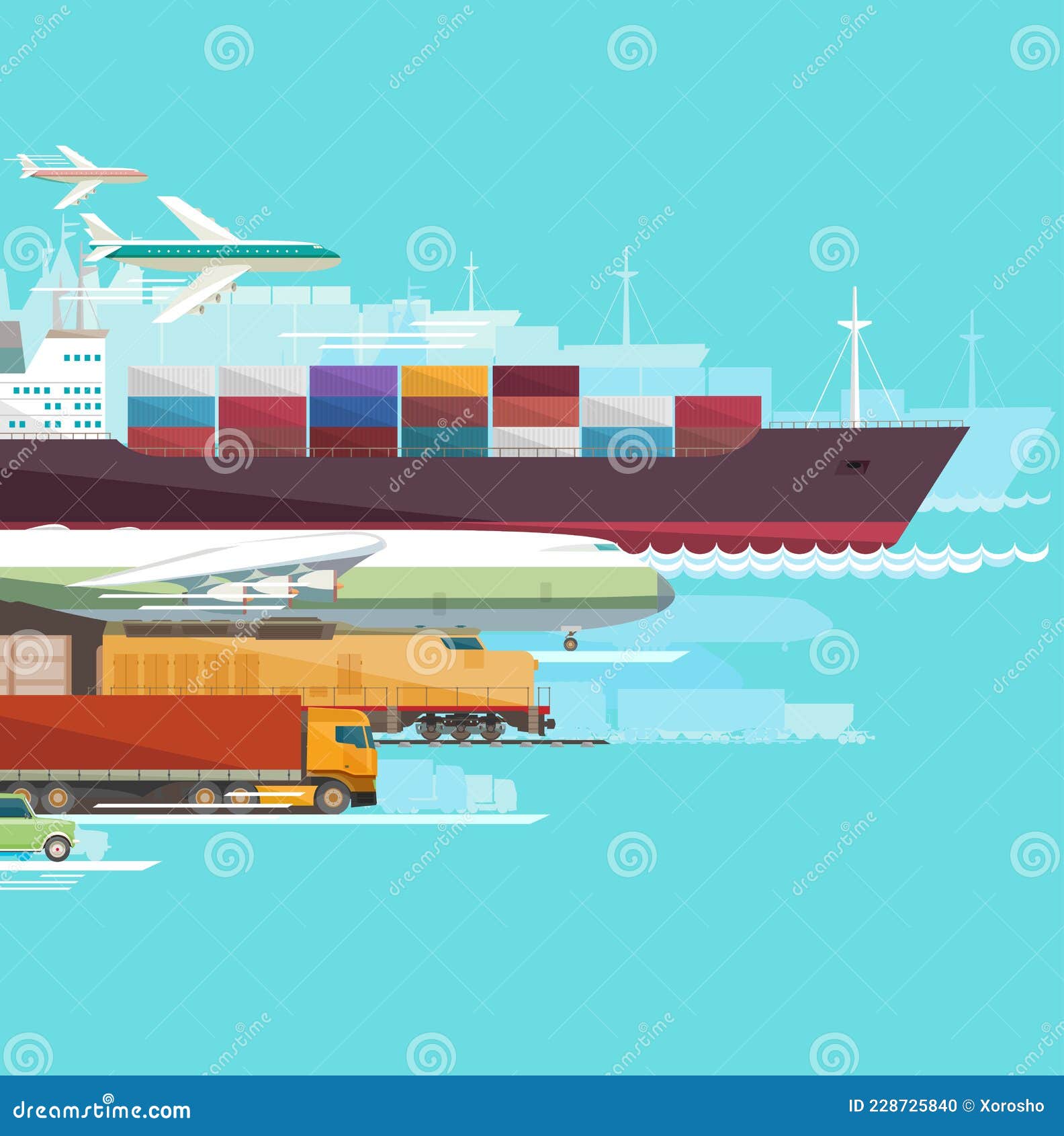 Global Transportation. Flat Design Stock Vector - Illustration of ...