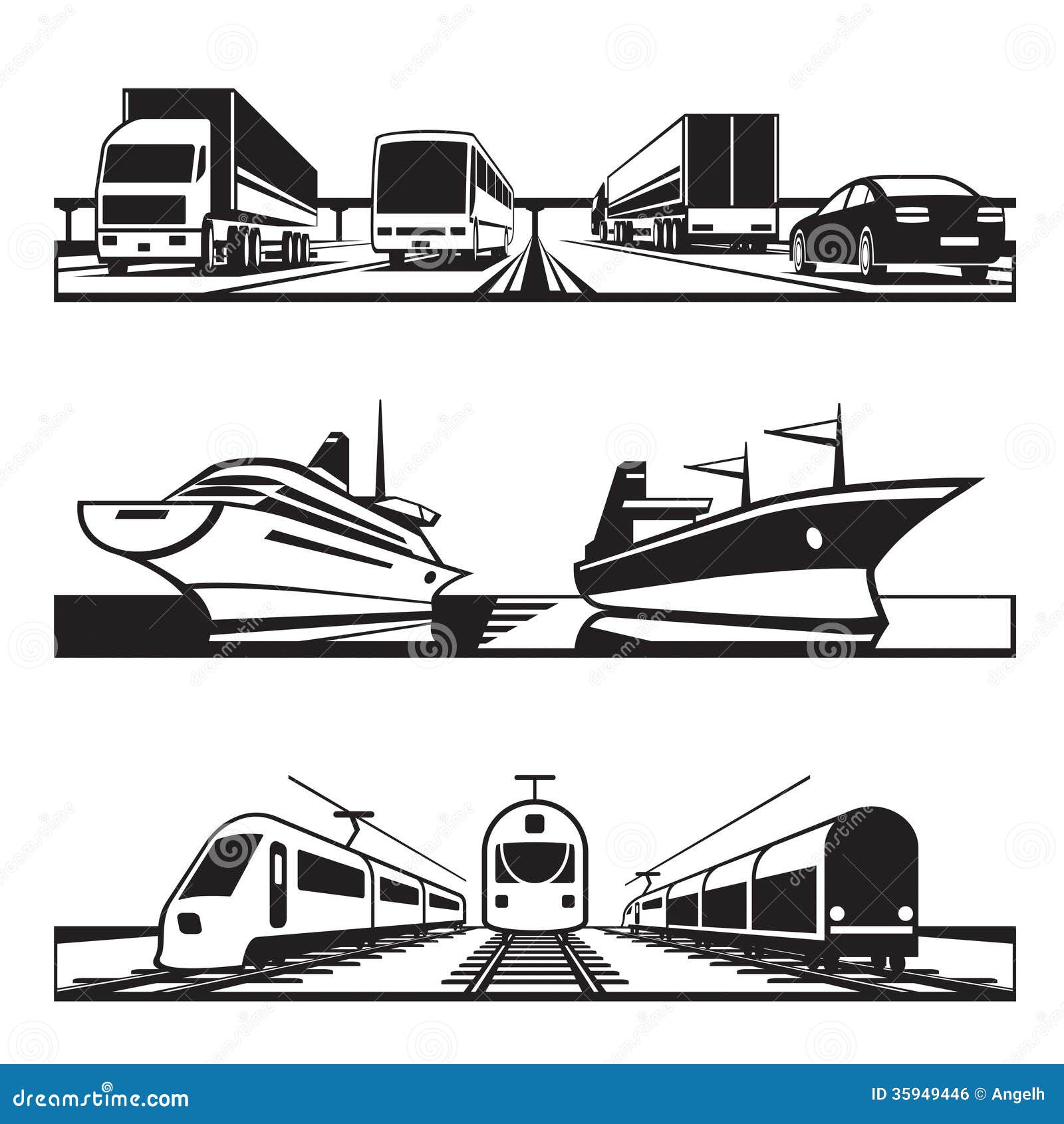 Global transportation set stock vector. Illustration of freighter ...