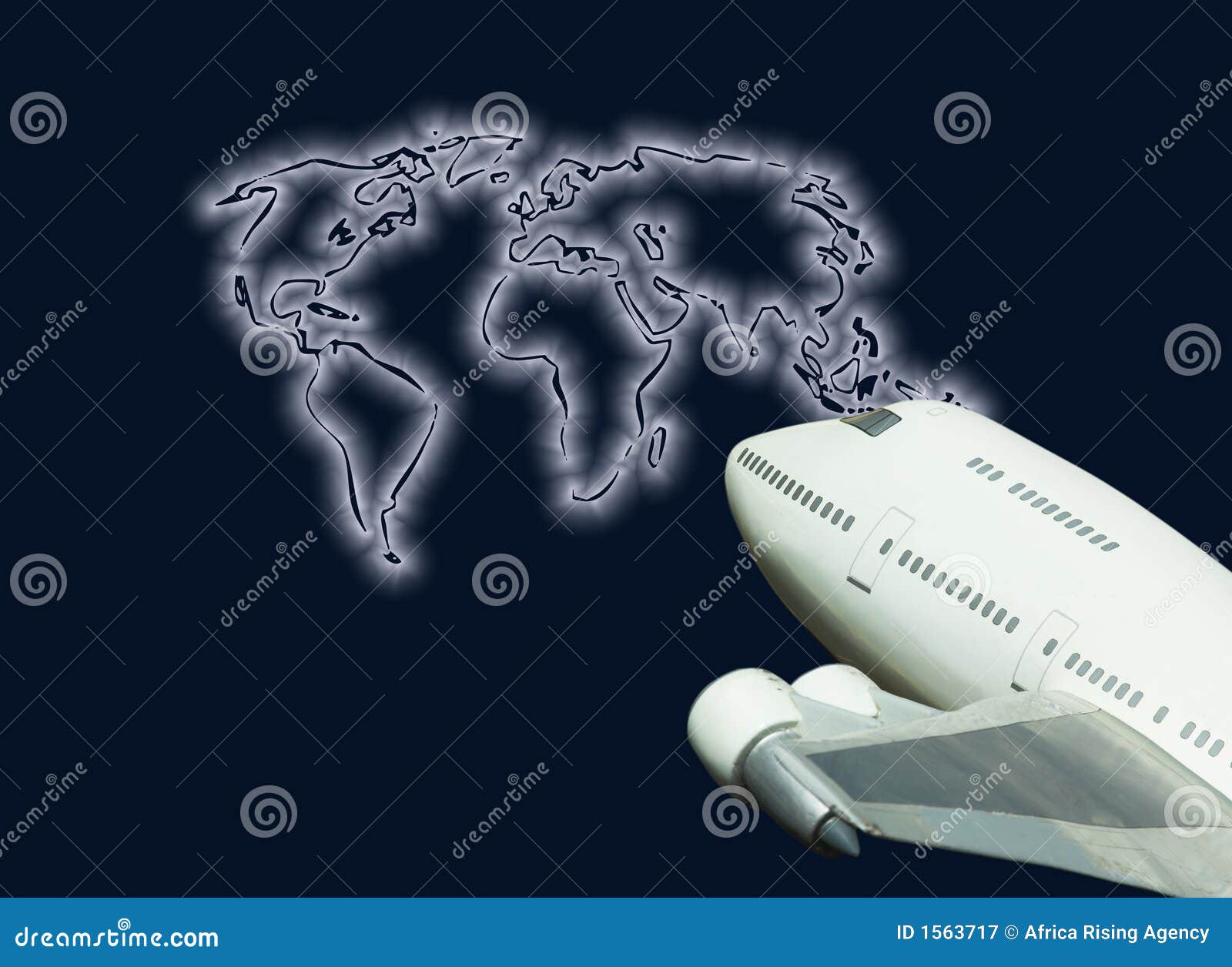 Global Travel Jet Airline and World Map Stock Image - Image of jumbo ...