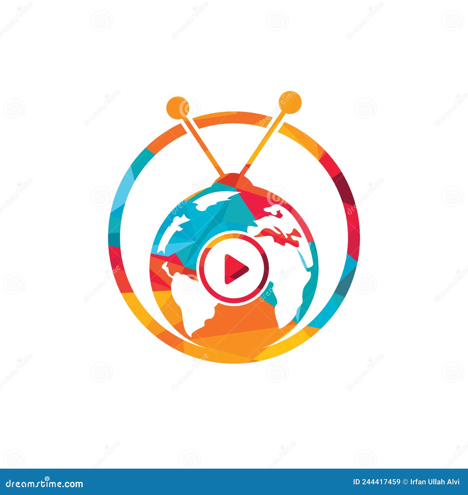 Global TV Vector Logo Design Concept. World Television Icon Design ...