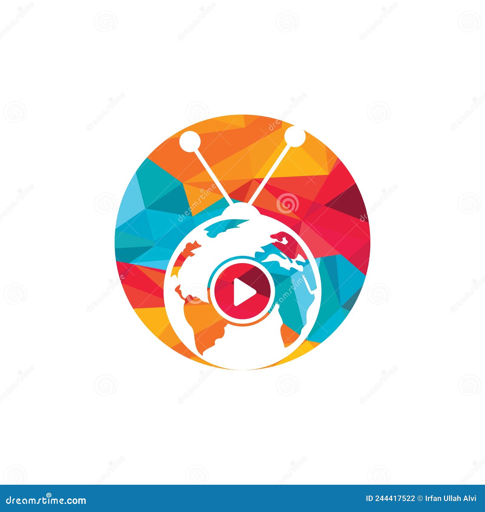 Global TV Vector Logo Design Concept. World Television Icon Design ...