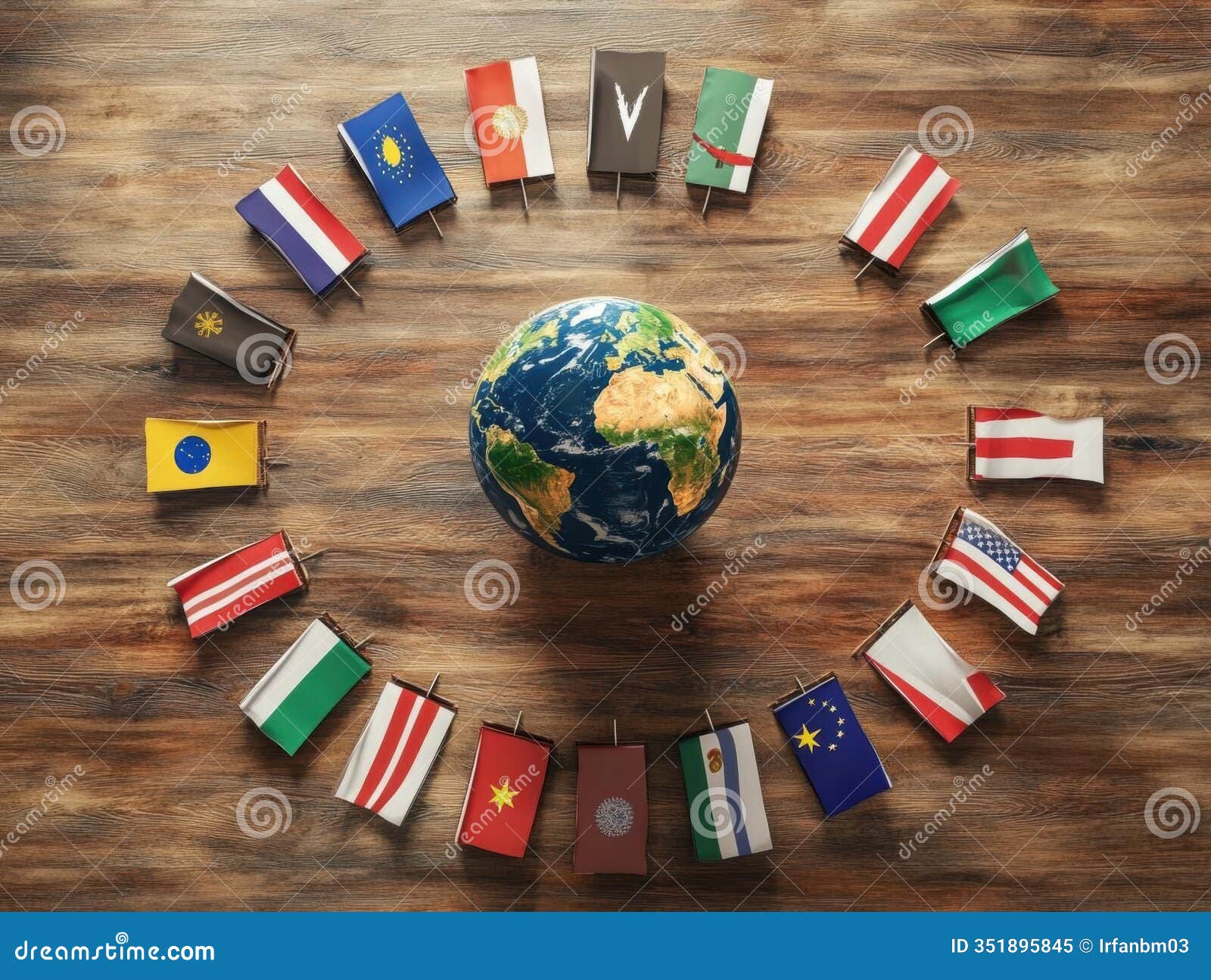 Global Unity, Flags of Nations Surrounding the Earth, Symbolizing ...