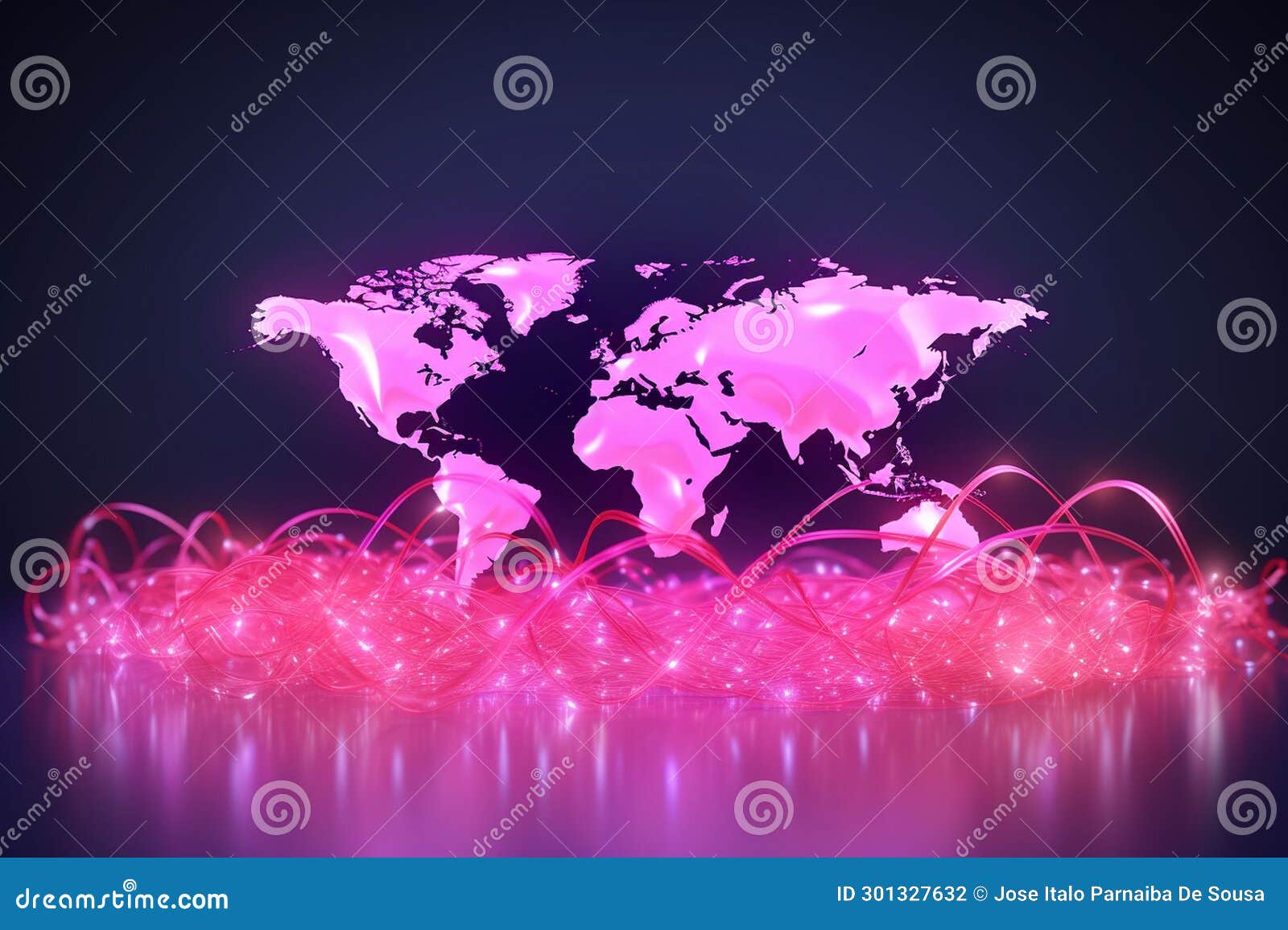 Global Unity World Map with Interconnected Pink Stock Illustration ...
