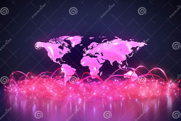 Global Unity World Map with Interconnected Pink Stock Illustration ...