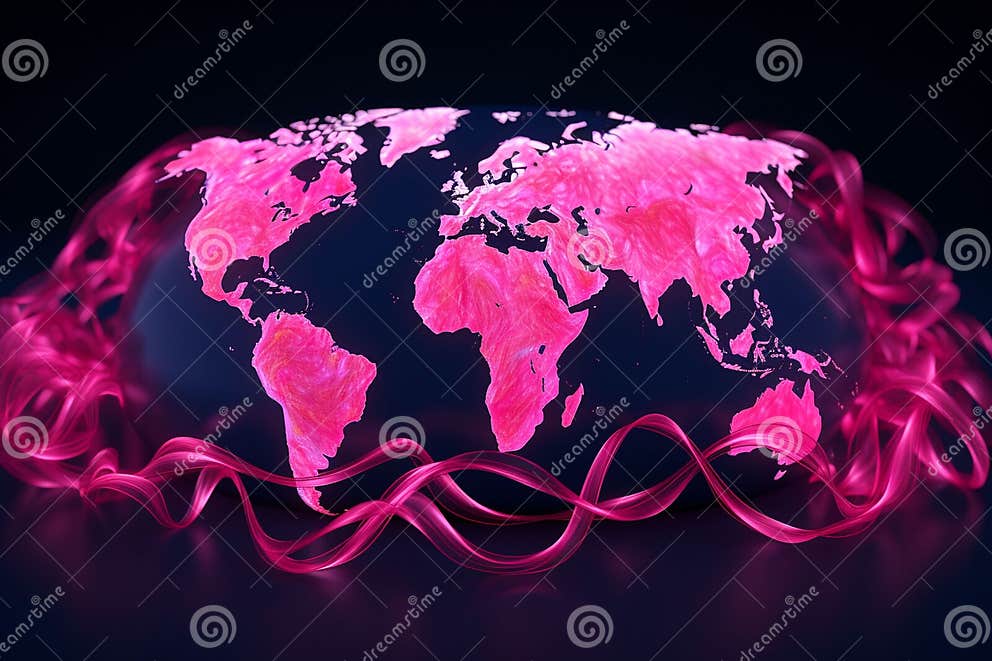 Global Unity World Map with Interconnected Pink Stock Illustration ...