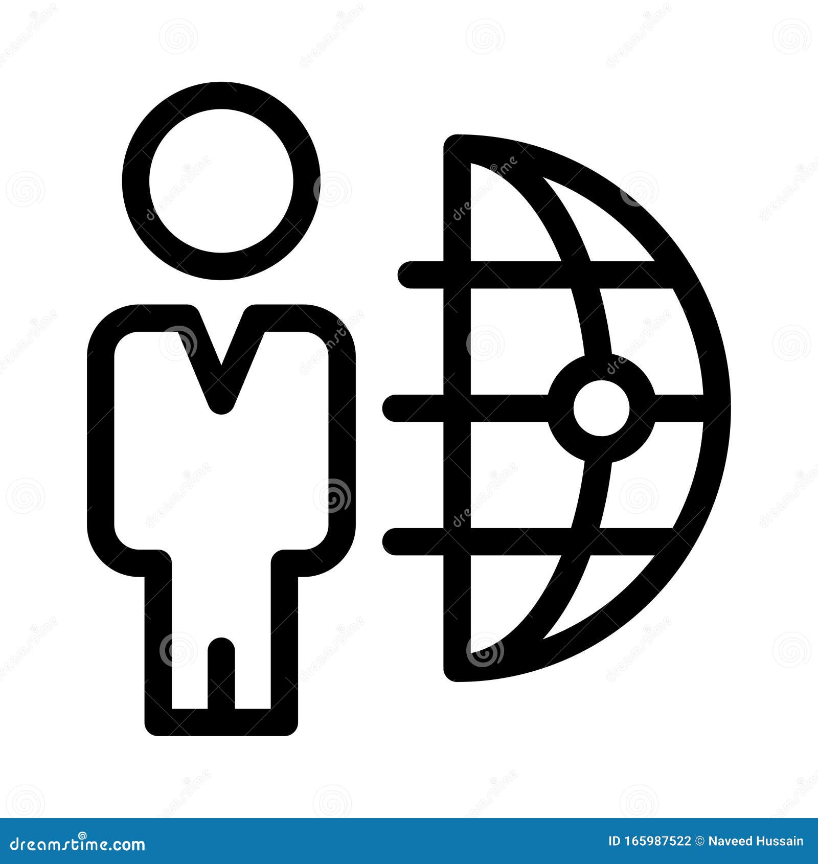 Global User Vector Thin Line Icon Stock Illustration - Illustration of ...