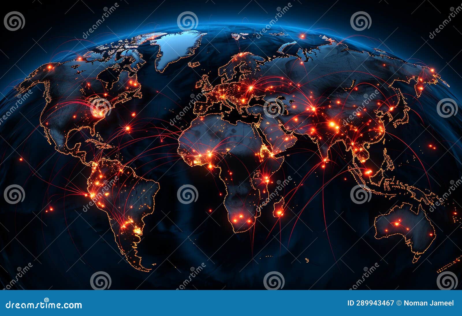 Global User Network: World Map Display. Generative by Ai Stock Image ...
