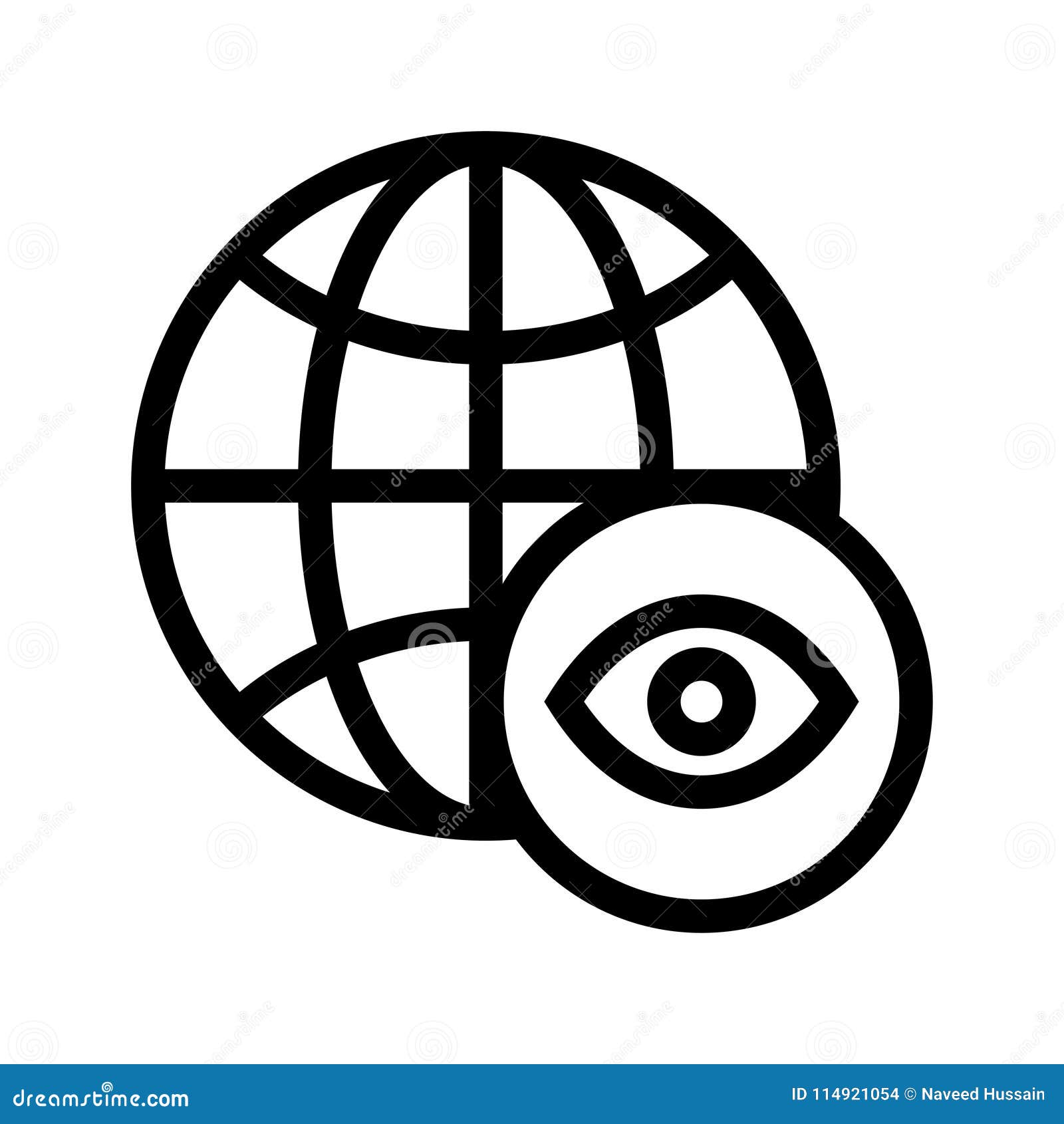 Global View Vector Line Icon Stock Vector - Illustration of sign ...