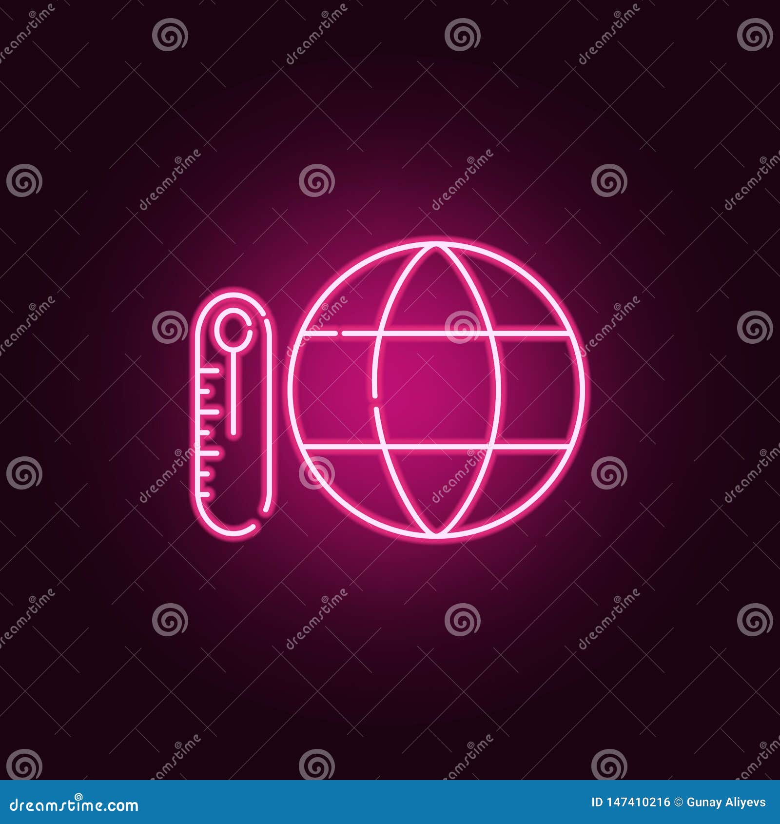 Global Warm Neon Icon. Elements of Ecology Set Stock Illustration ...