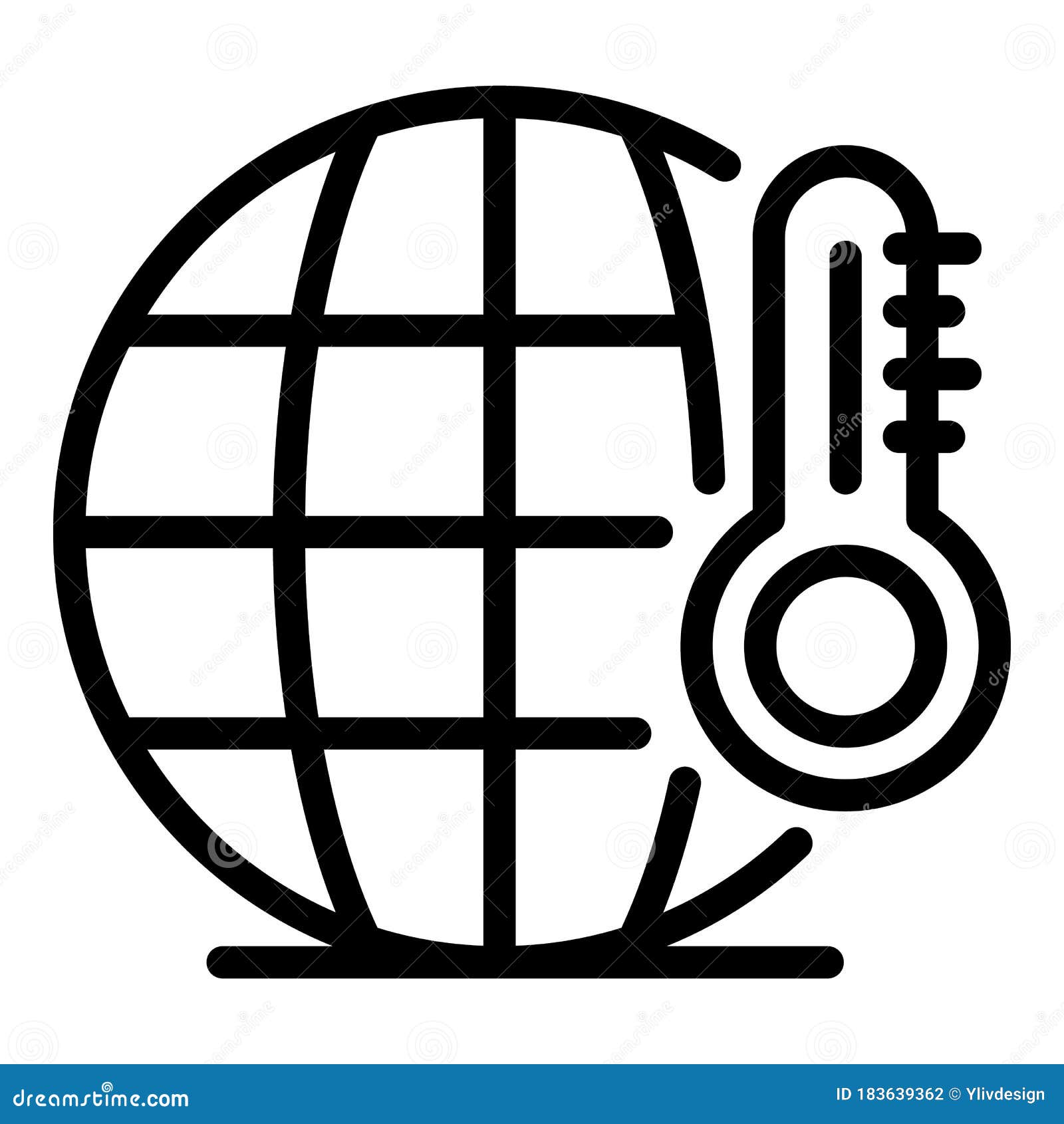Global Warm Temperature Icon, Outline Style Stock Vector - Illustration ...