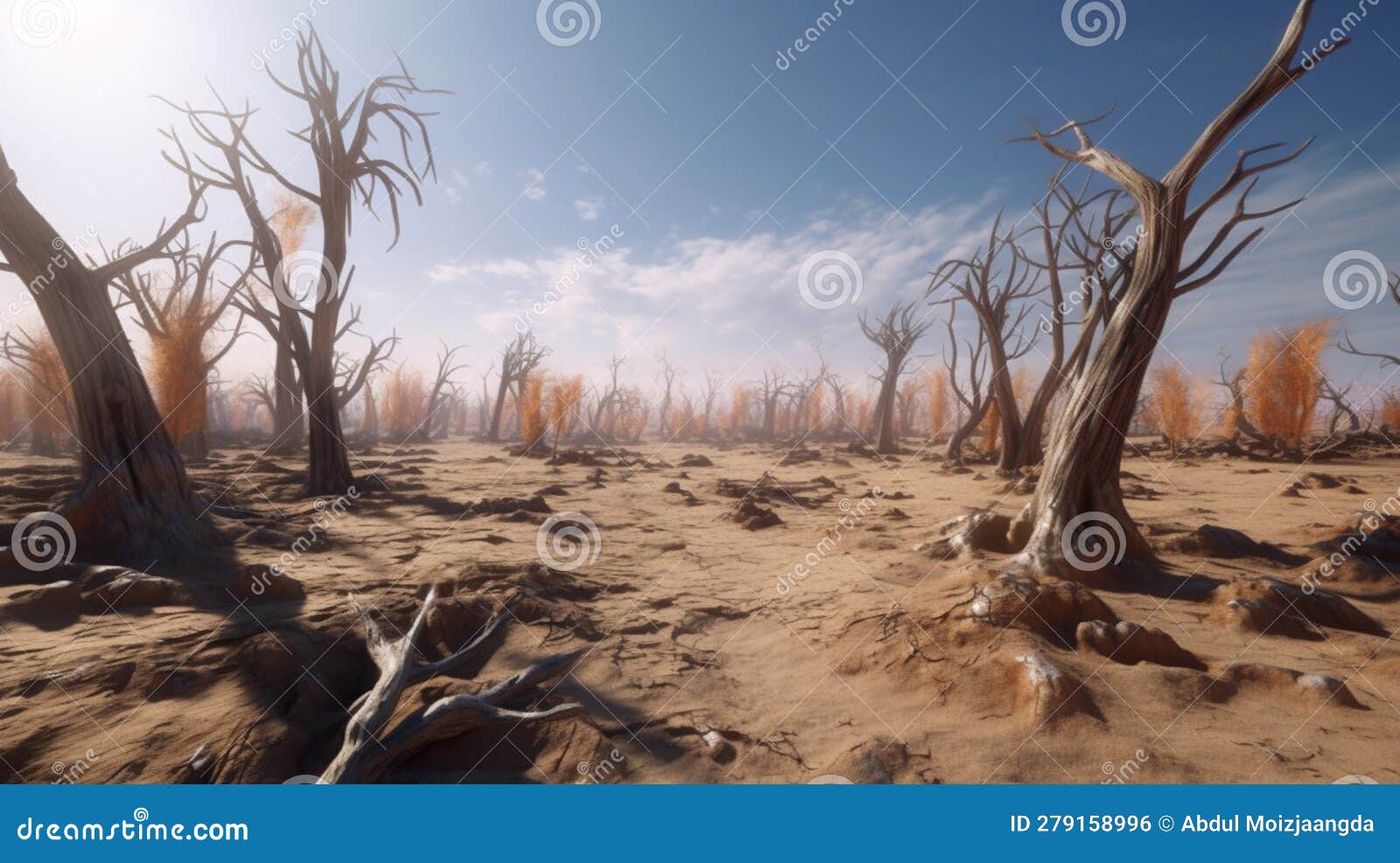 Global Warming, Arid, Dehydrated, Dead Trees Stock Illustration ...