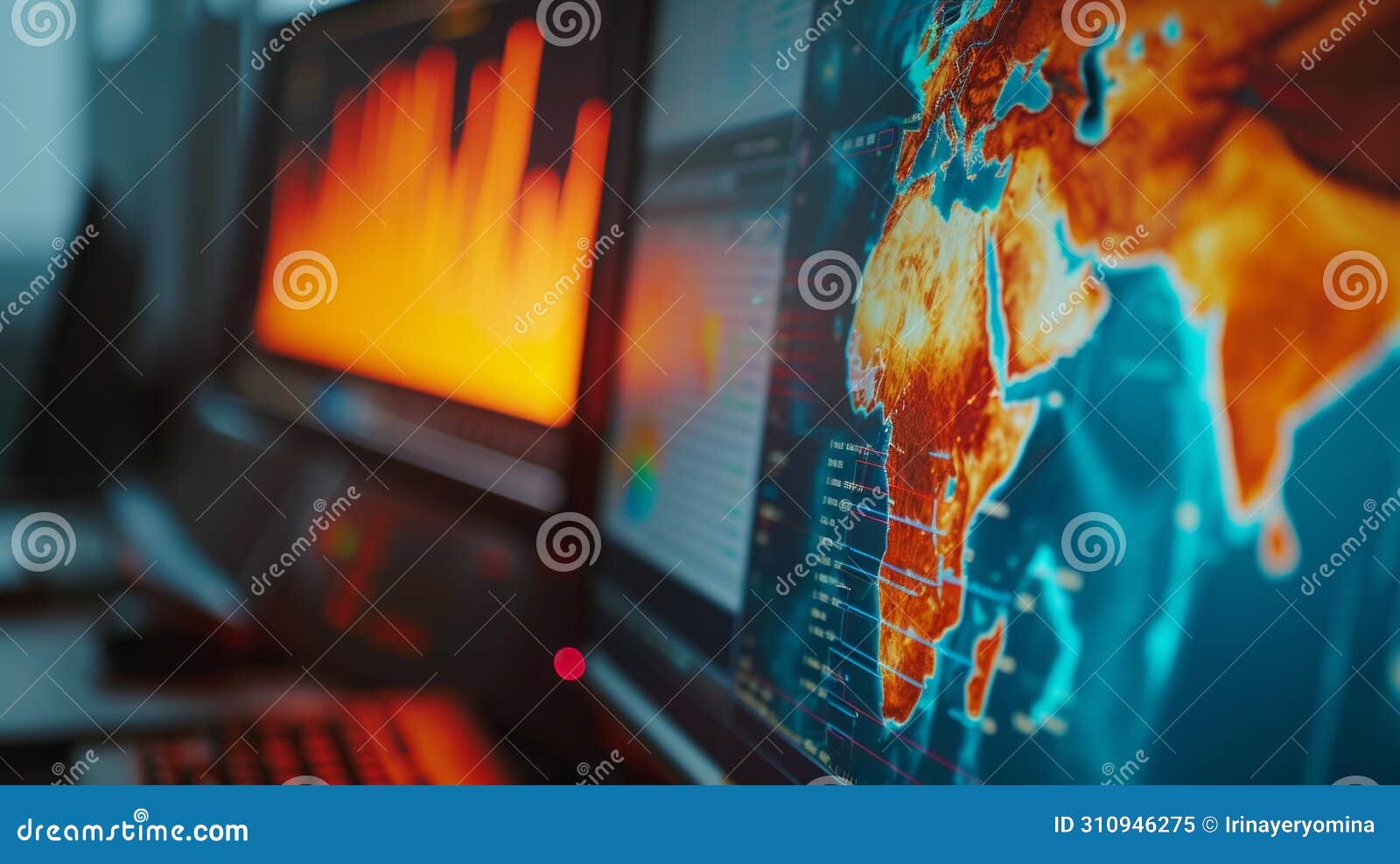 Global Warming, Computer Screen Highlighting Climate Change Data Trends ...