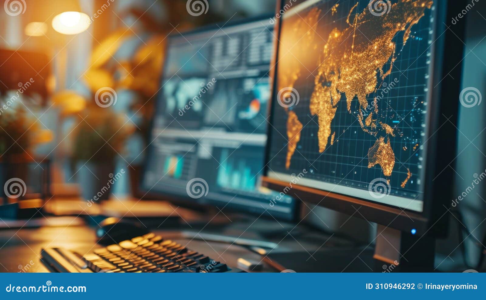 Global Warming, Computer Screen Highlighting Climate Change Data Trends ...