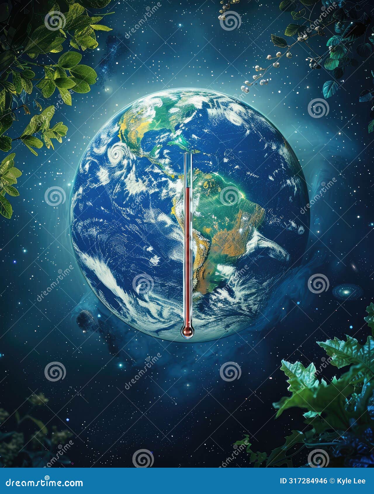 Global Warming Concept Earth with Thermometer Stock Illustration ...