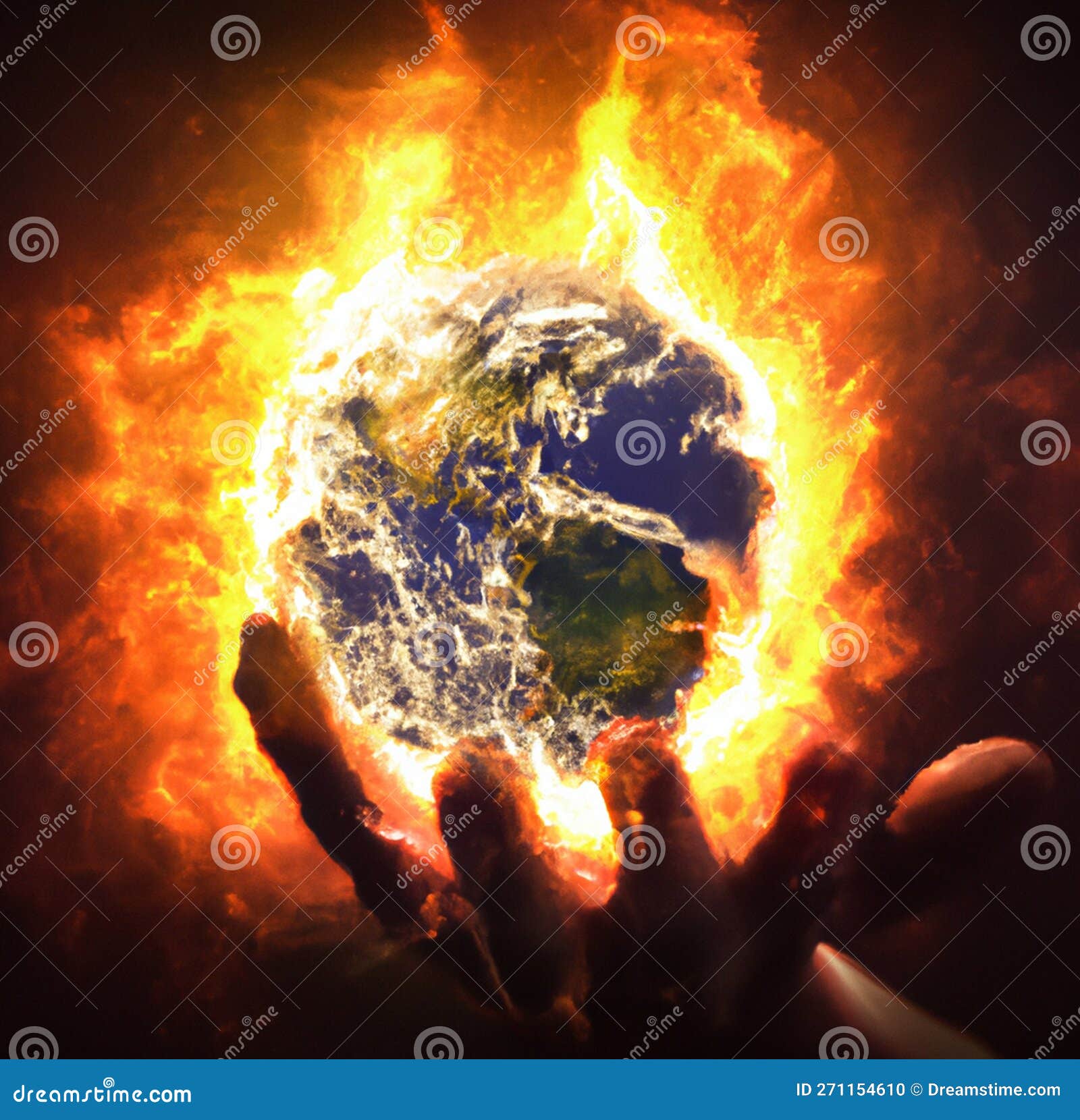 Global Warming Concept, Planet with Burning Fire Stock Illustration ...