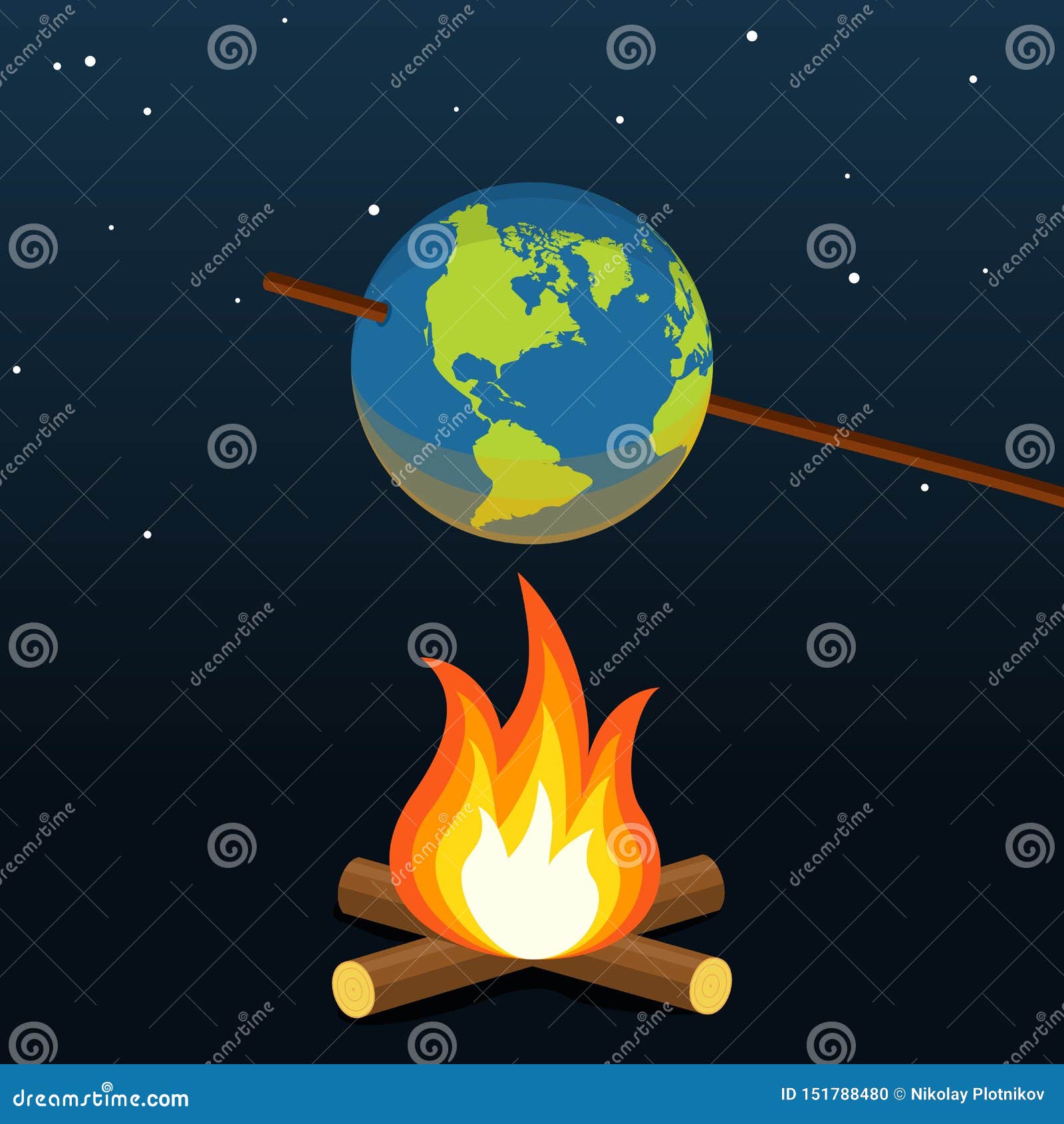 Global Warming Concept. Planet Earth Bonfire Climate Change Stock ...