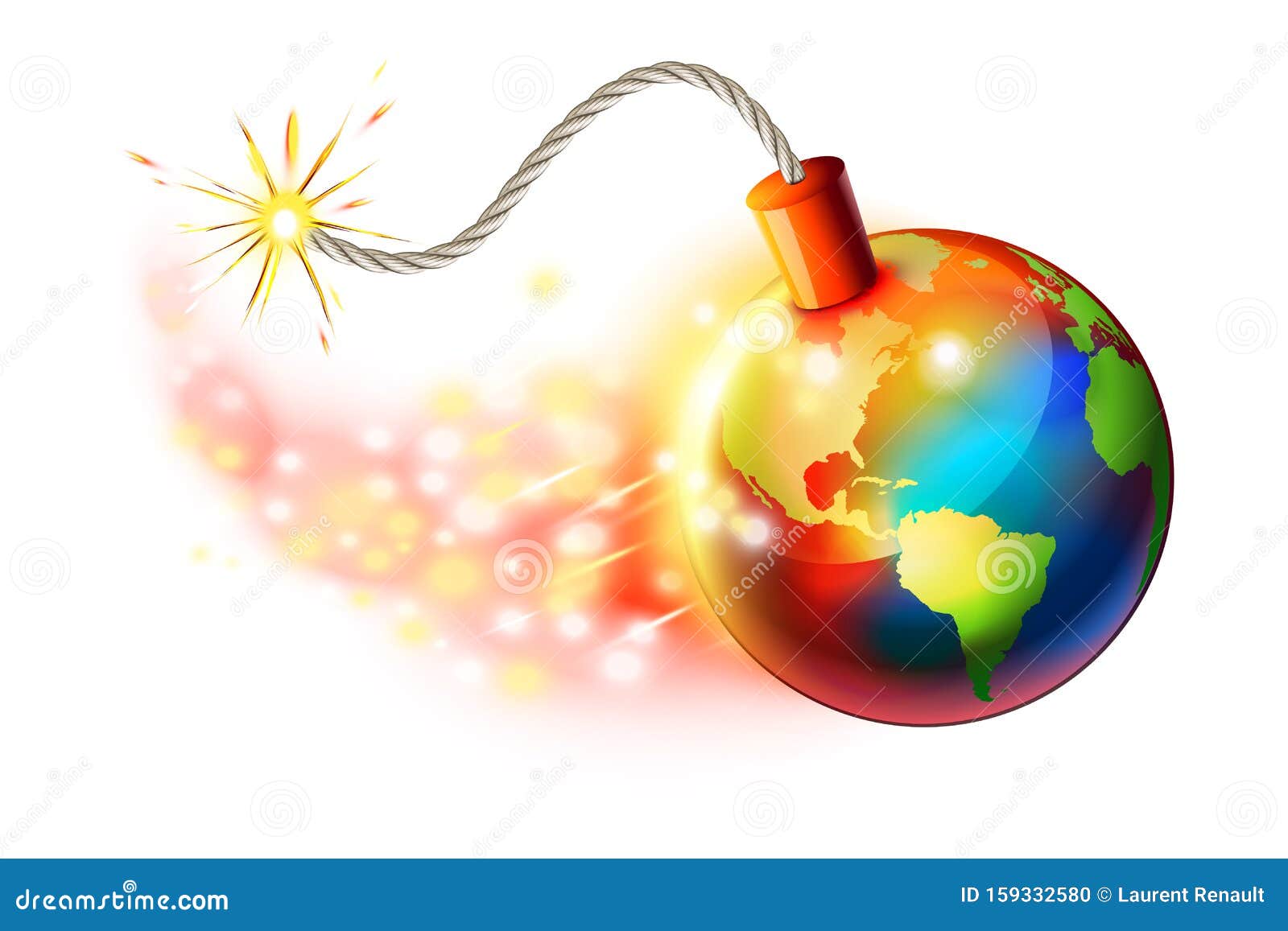 Global Warming Concept, Planet on Fire Stock Vector - Illustration of ...