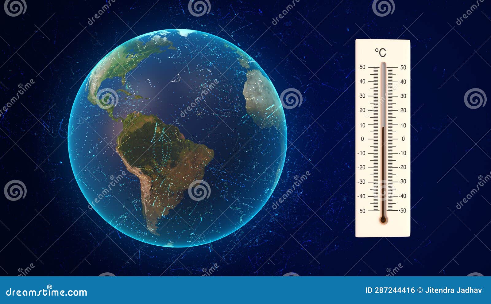 Global Warming Concept with Thermometer and Earth Stock Photo - Image ...