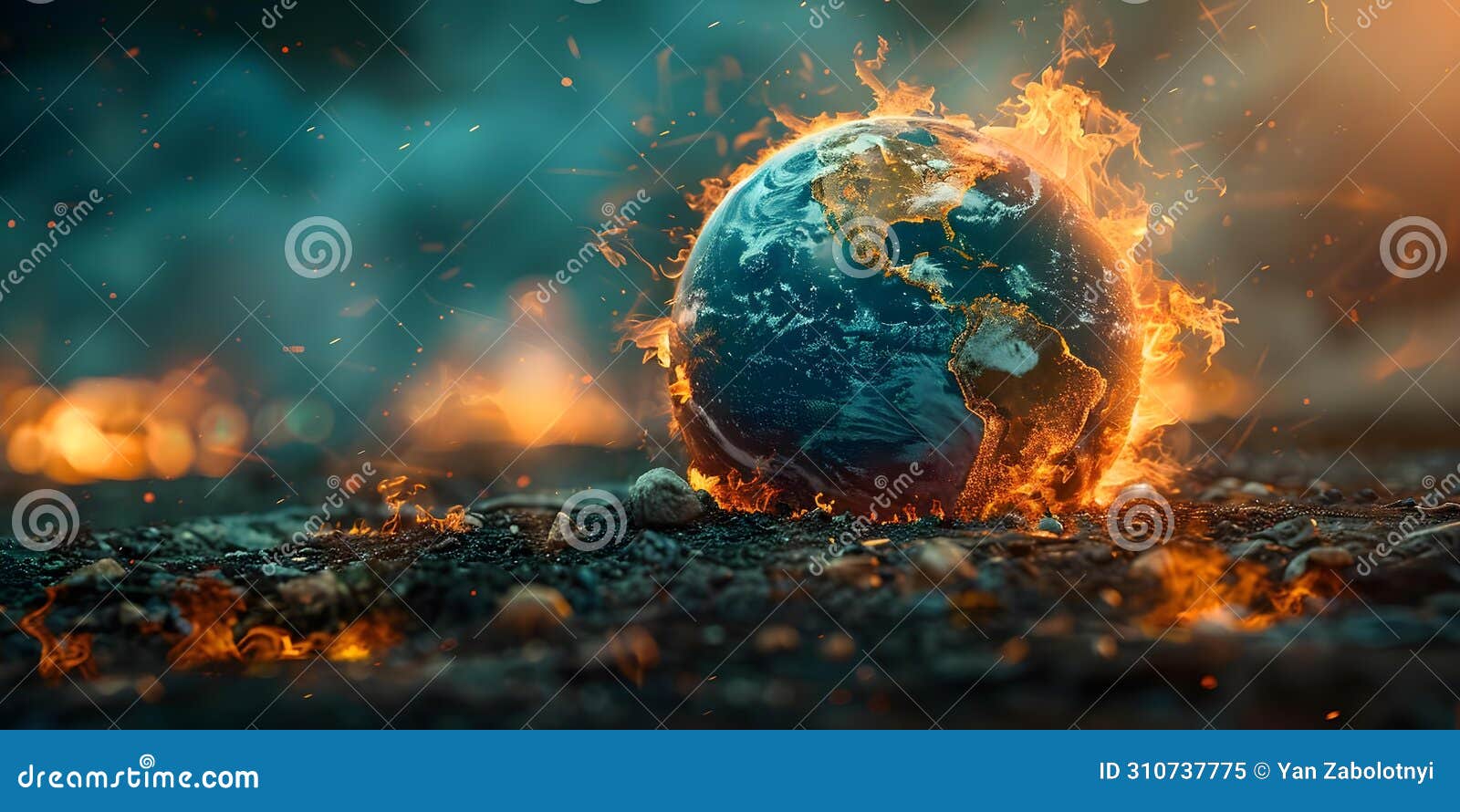 Global Warming Crisis: Visual Metaphor of Planetary Devastation with a ...