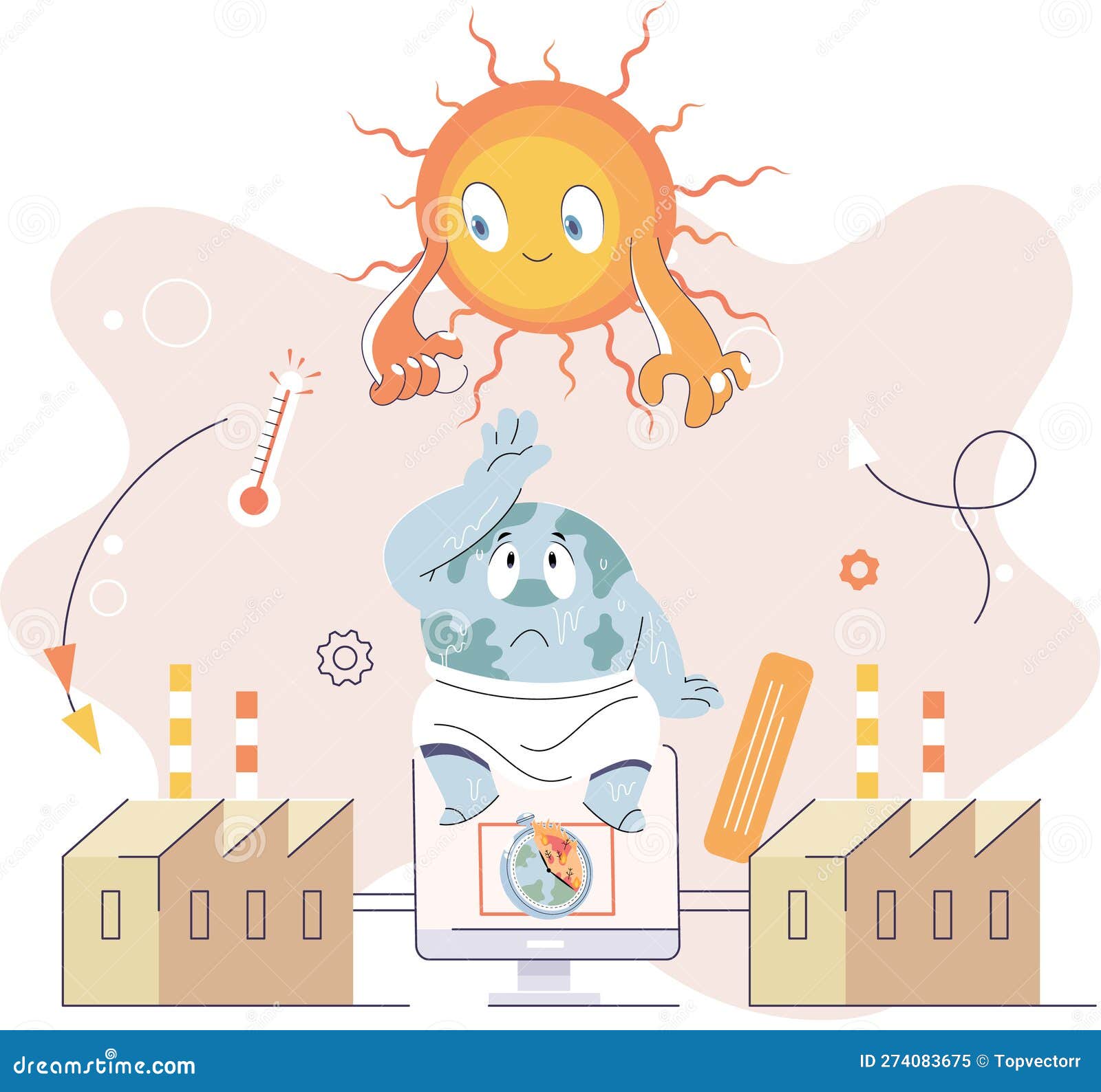 Global Warming with Earth Overheated Illustration. Climate Change ...