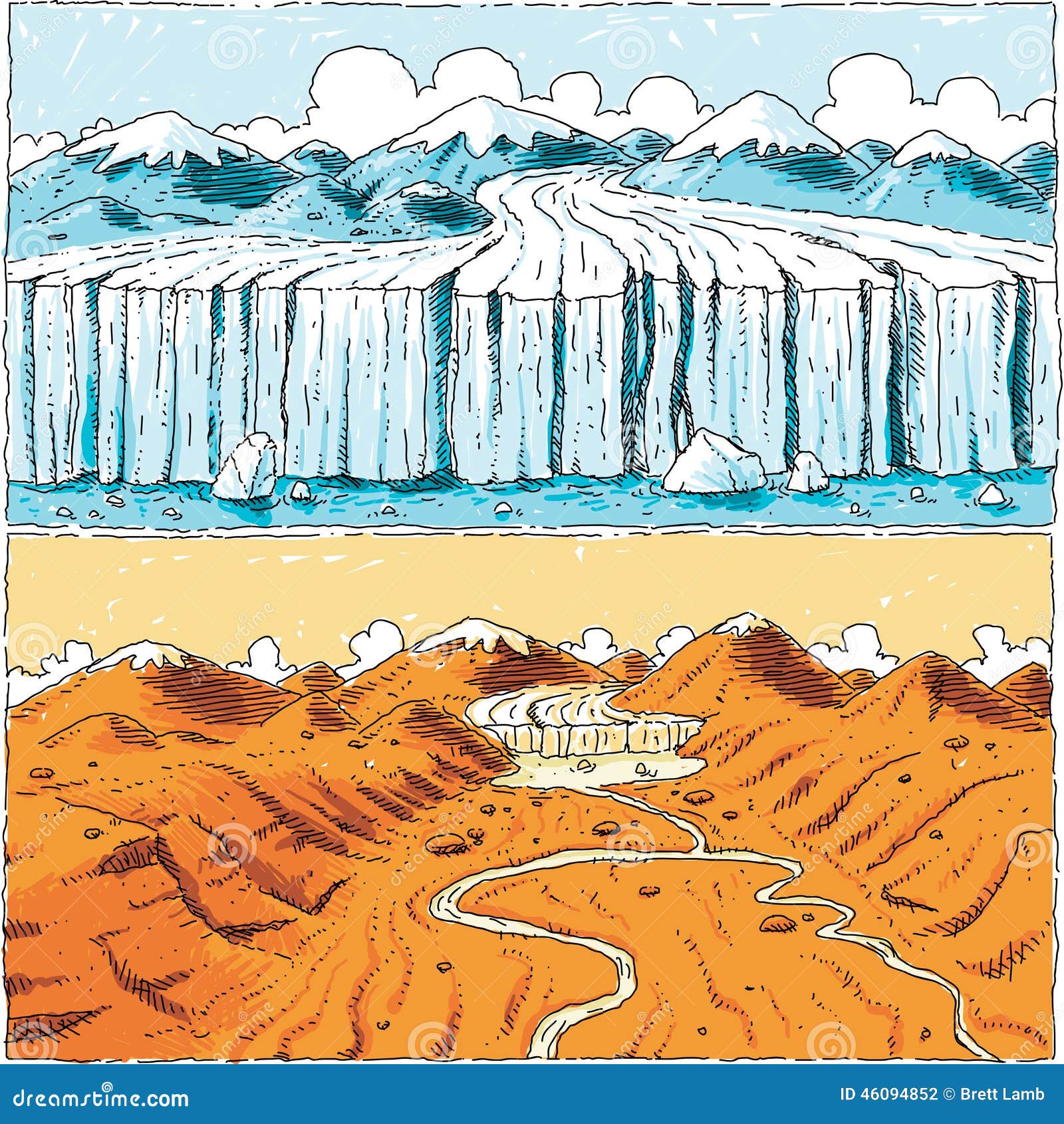 Global Warming Glacier stock vector. Illustration of snow - 46094852