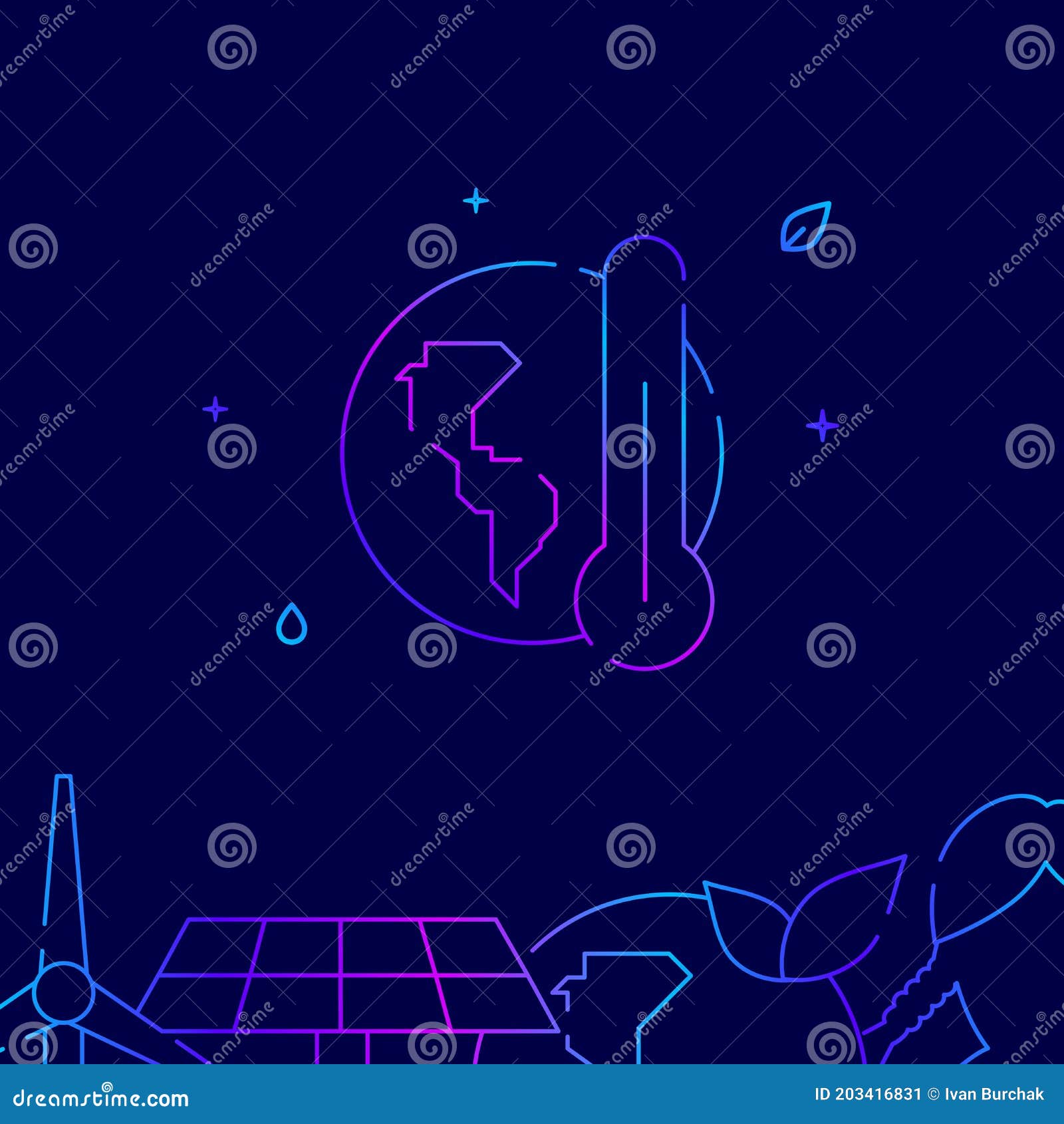 Global Warming Gradient Line Icon, Vector Illustration Stock Vector ...