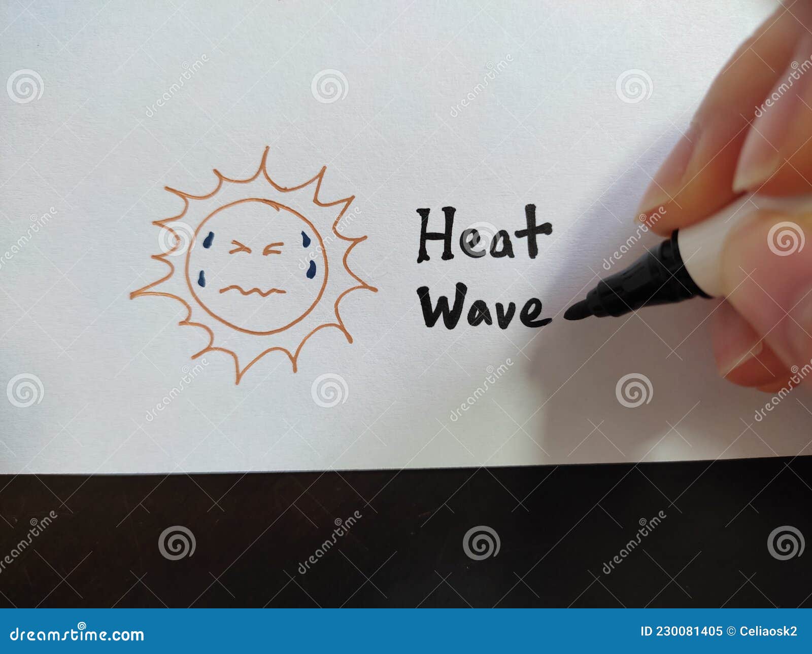 A Hand Drawing of a Sun Sweating Due To Heat Stock Image - Image of ...