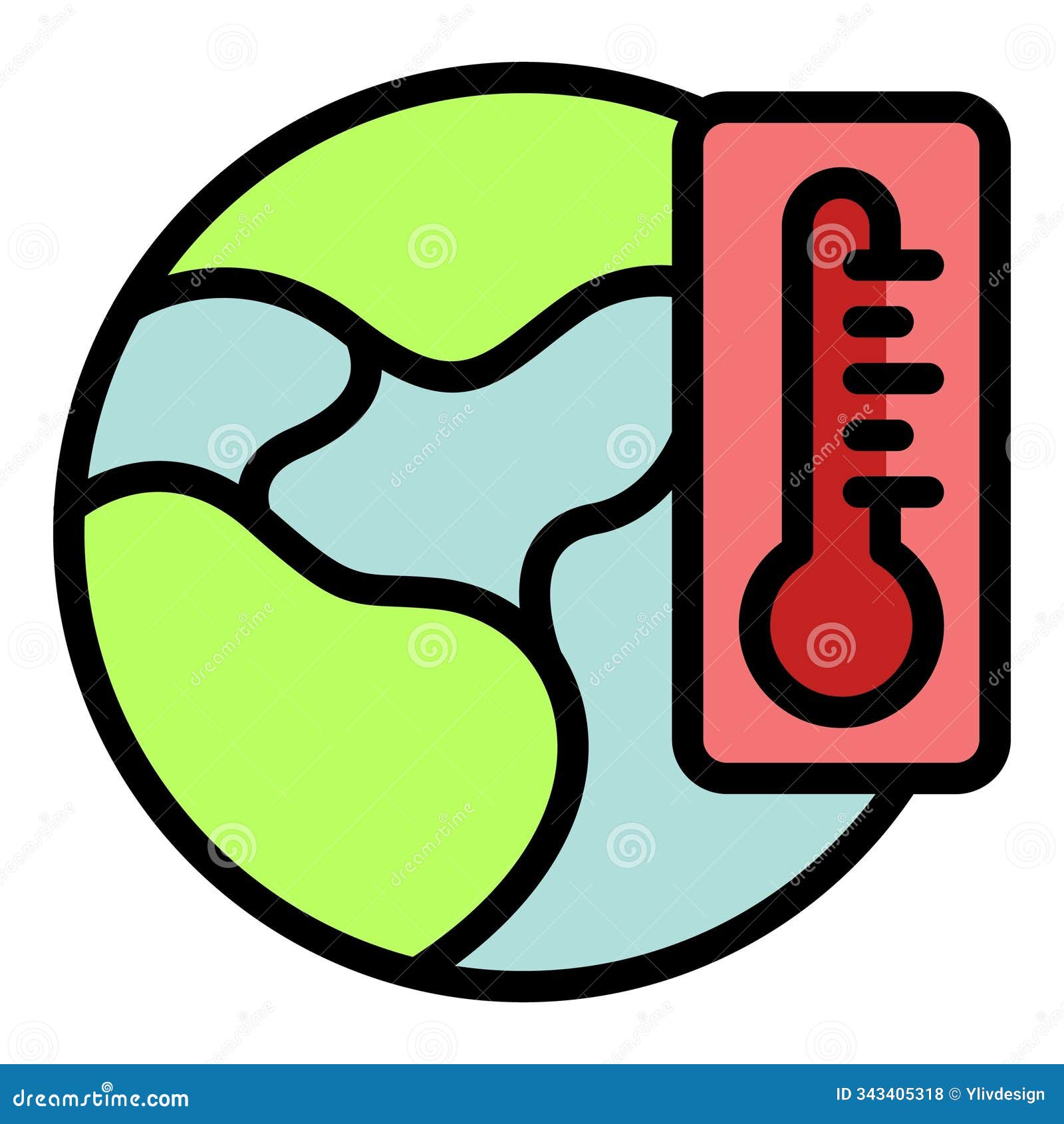 Global Warming Icon Representing Earth with High Temperature Stock Illustration - Illustration ...