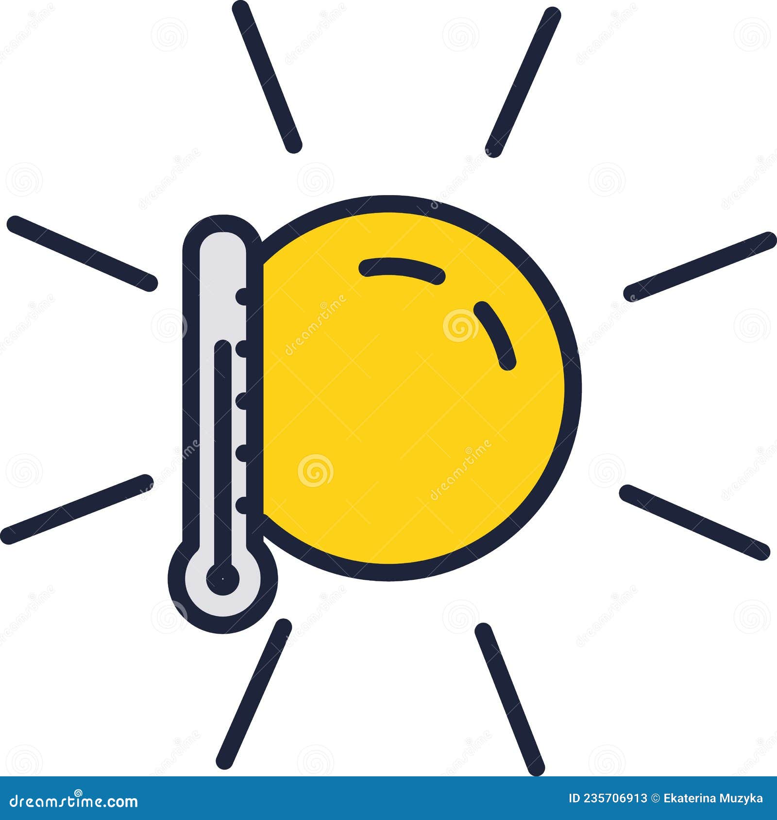 Planet Heat Temperature Ecological Danger Line Icon. Earth And ...
