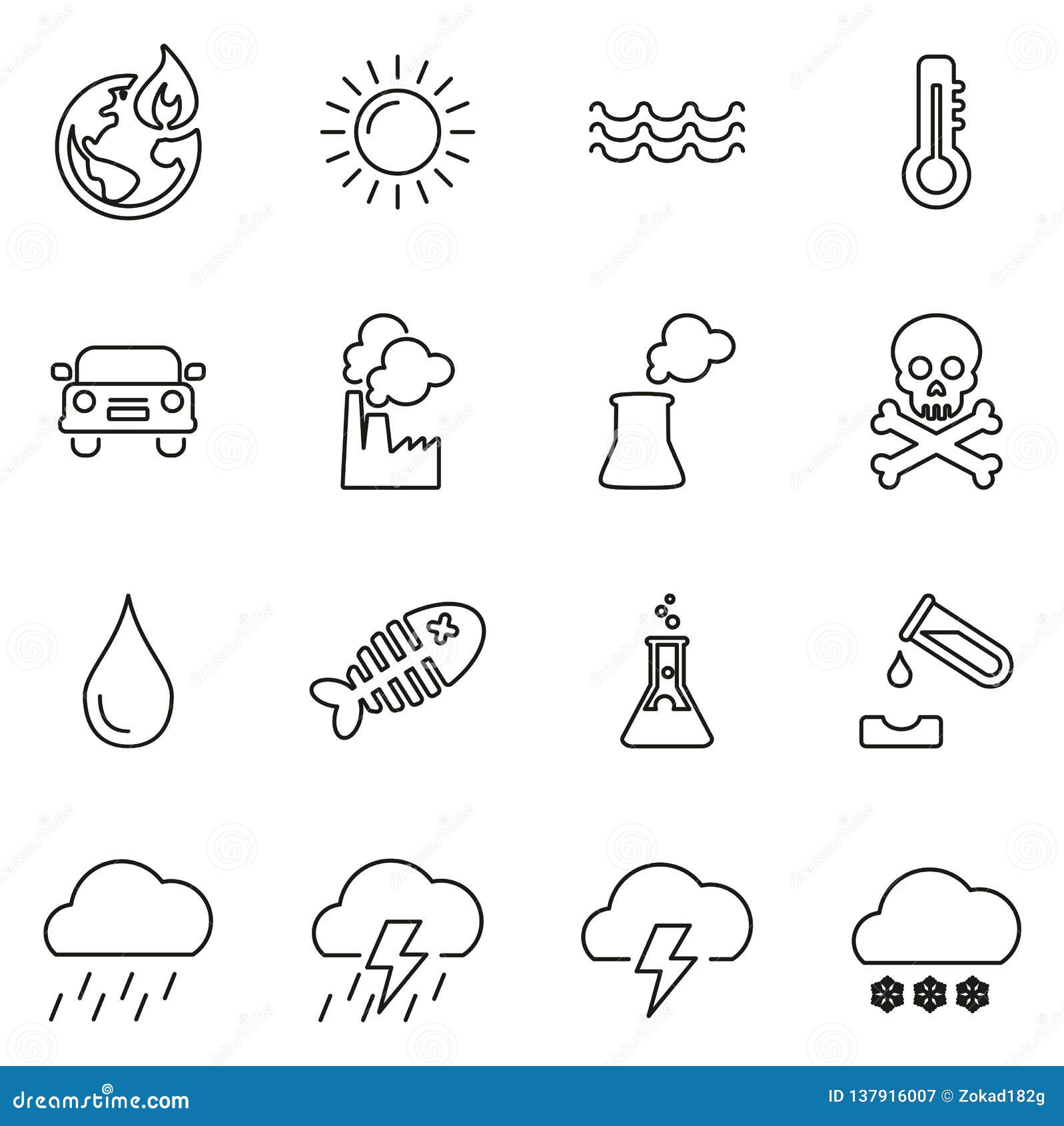 Global Warming Icons Thin Line Vector Illustration Set Stock Vector ...
