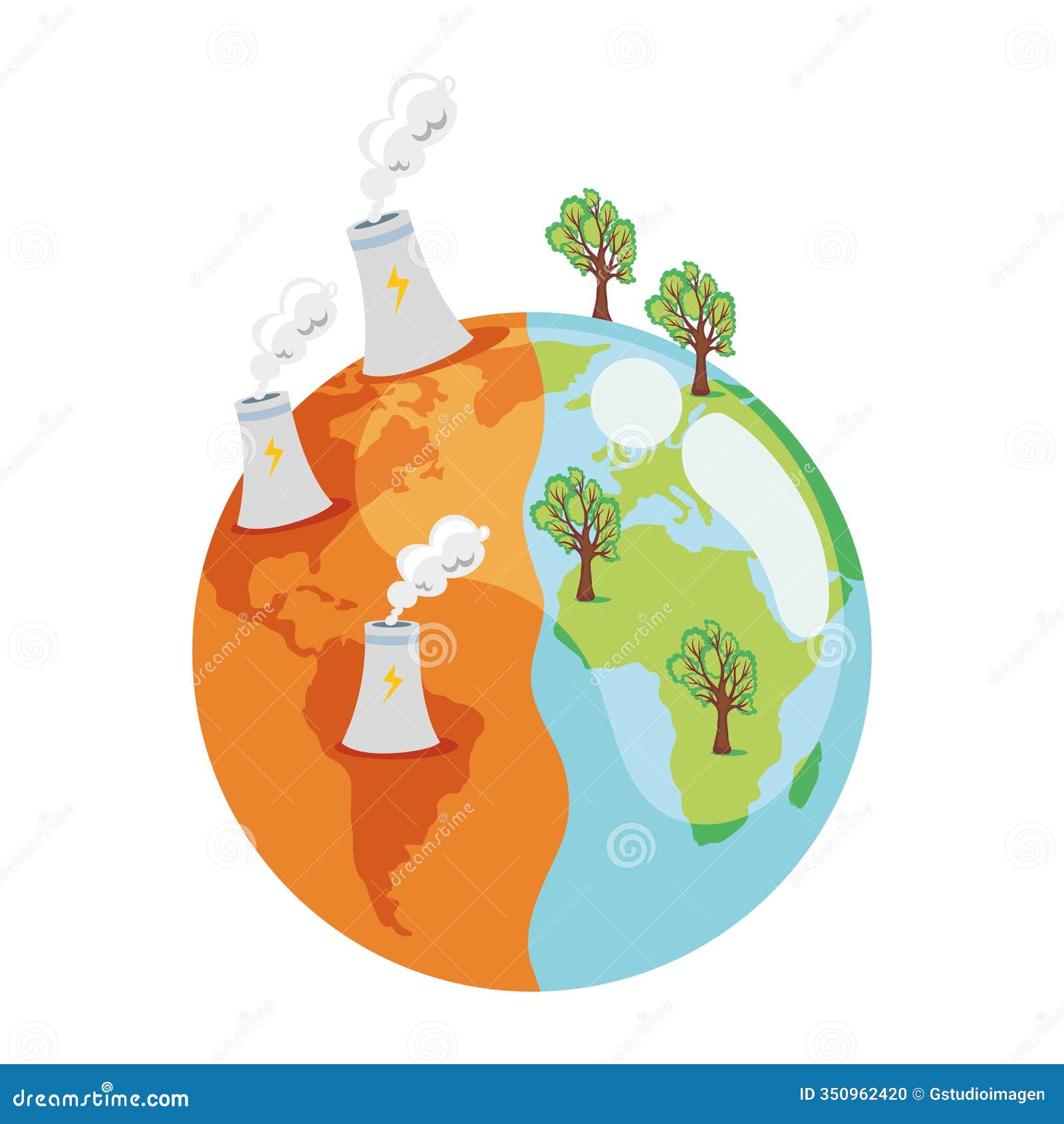 Global Warming Industrial Pollution Stock Illustration - Illustration ...