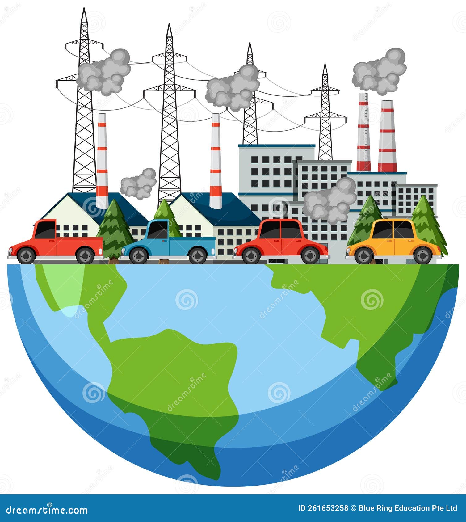 Global Warming from Pollution Gas Stock Vector - Illustration of cause ...