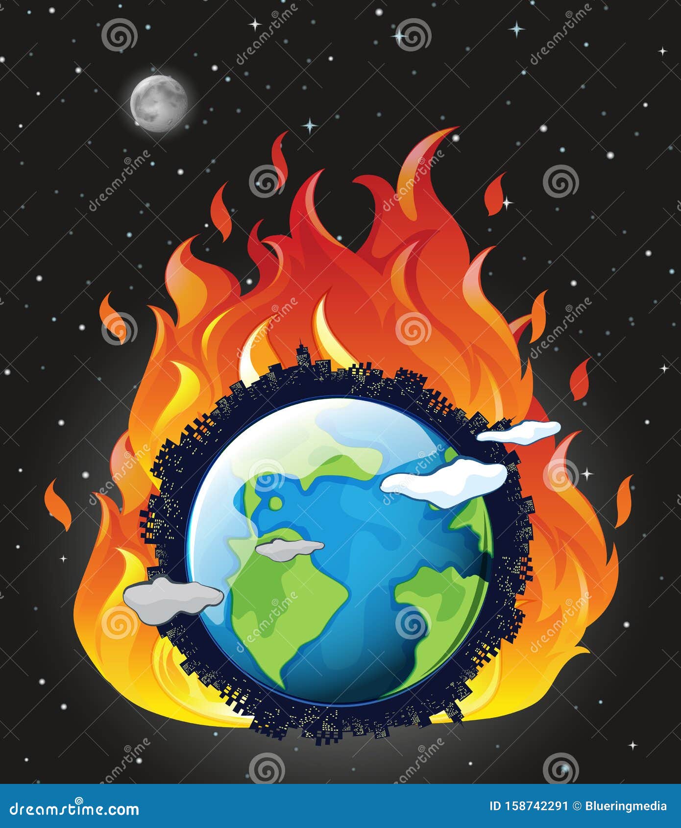Global Warming Poster with Earth on Fire Stock Vector - Illustration of ...