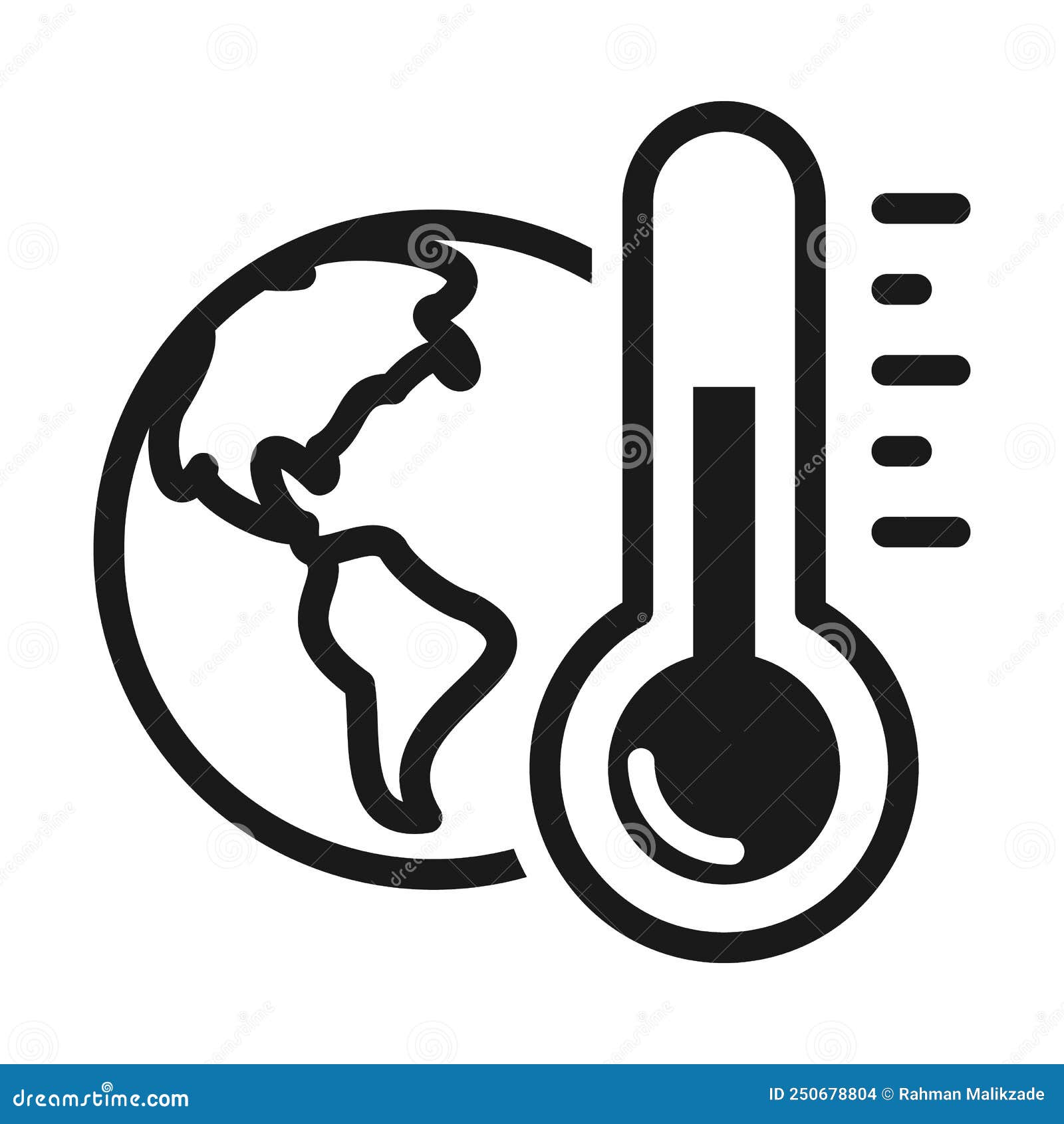 Global Warming Symbol with Thermometer Vector. Thin Line Global Warming ...
