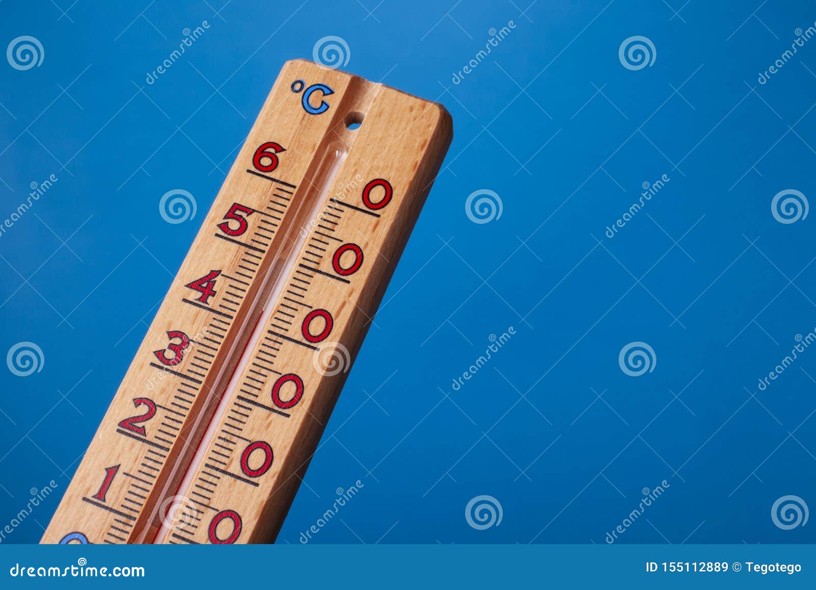 Thermometer Close-up On A Blue Background, High Temperature On The ...