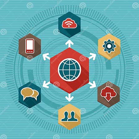 Global Web Flat Icon Set EPS10 File. Stock Vector - Illustration of ...