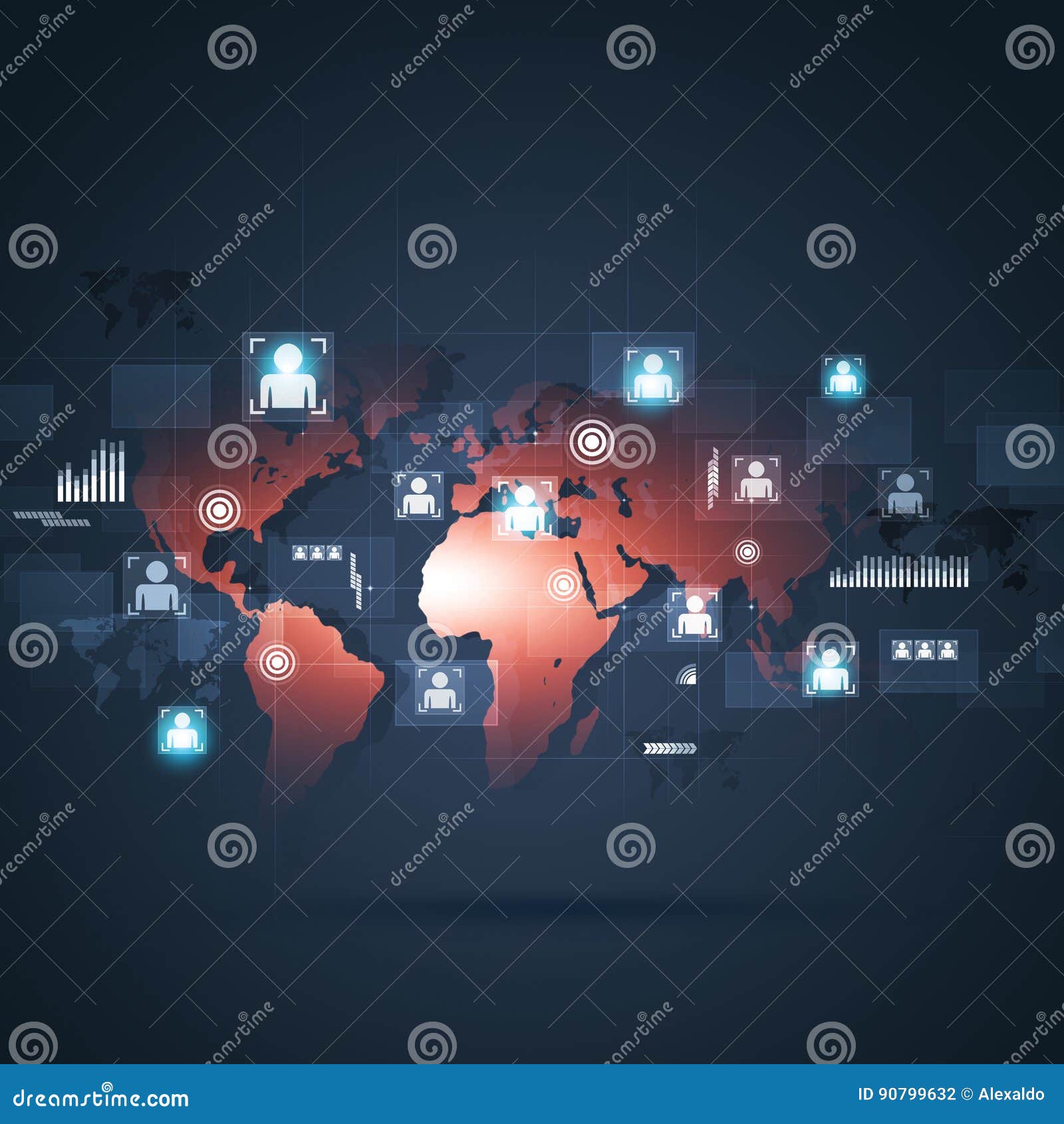 Global Web Interface Concept Background Stock Illustration ...