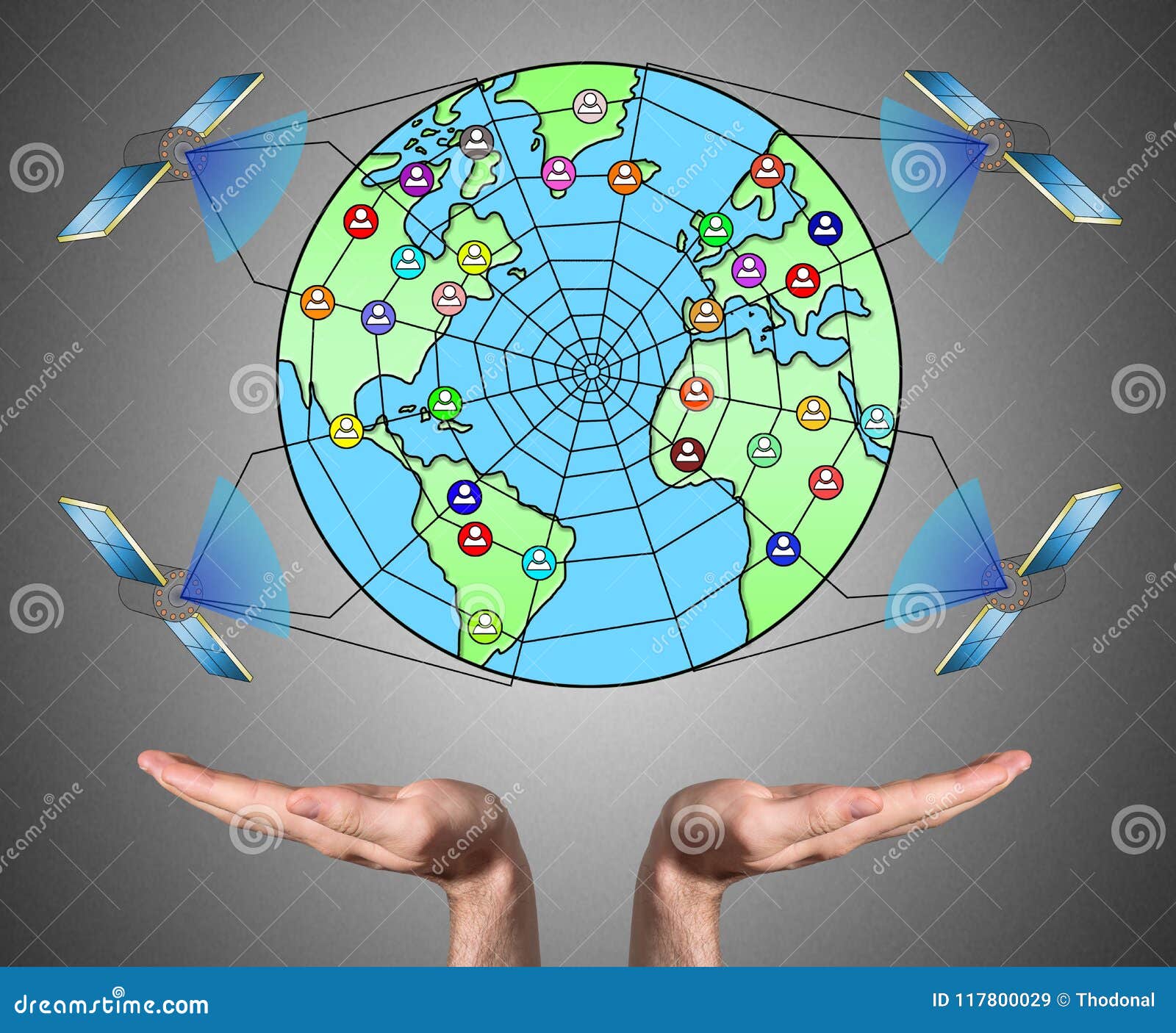 Global Web Network Concept Sustained by Open Hands Stock Image - Image ...