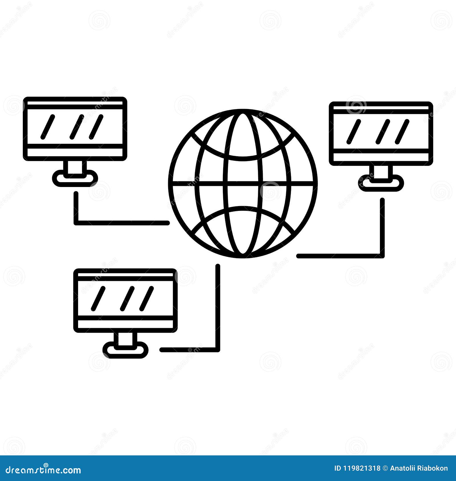 Global Web Network Icon, Outline Style Stock Vector - Illustration of ...