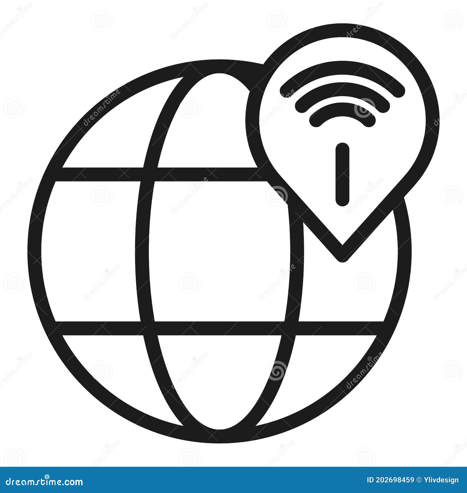 Global Wifi Icon, Outline Style Stock Vector - Illustration of linear ...