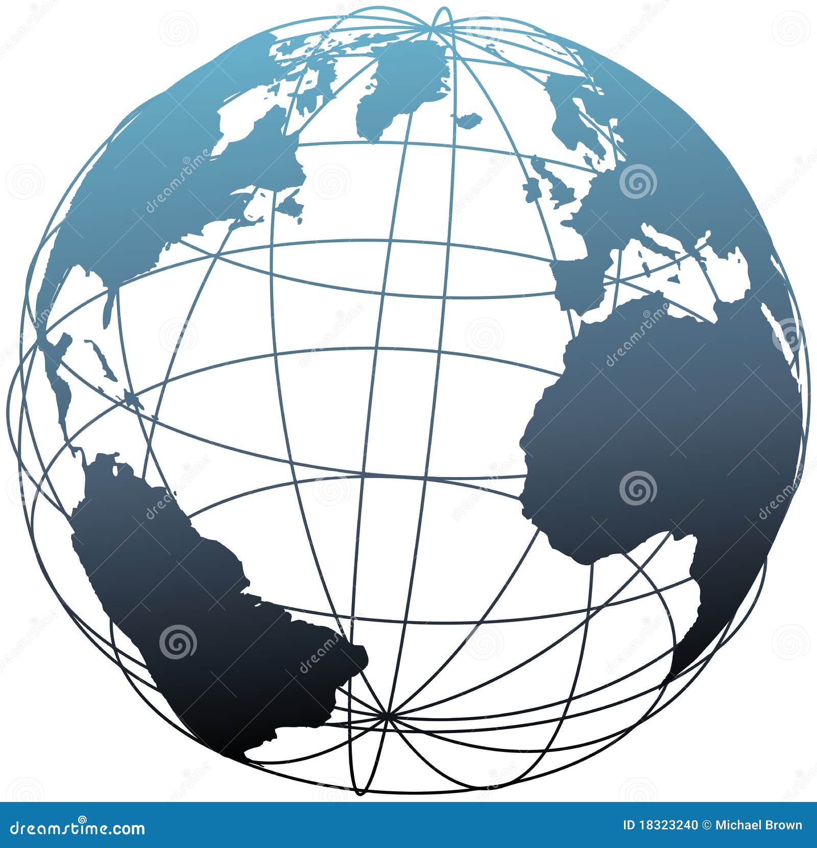 Global Wireframe Latitude Atlantic Earth Globe Stock Vector ...