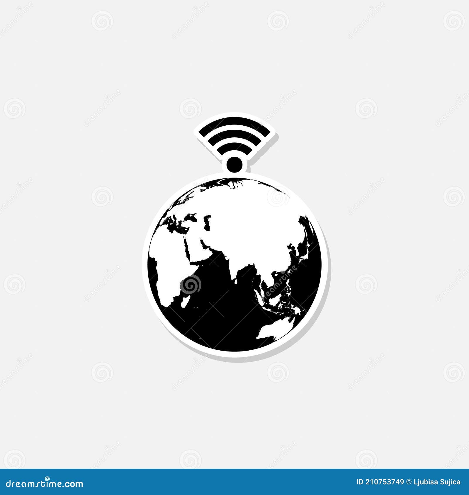 Global Wireless Internet Connection Sticker Icon Stock Vector ...