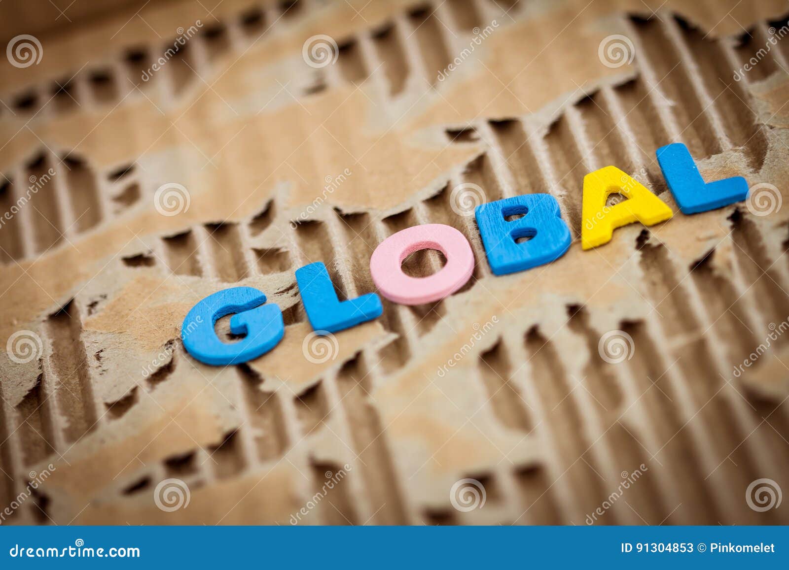 Global Wording on the Abstract Torn Cardboard Background Stock Image ...