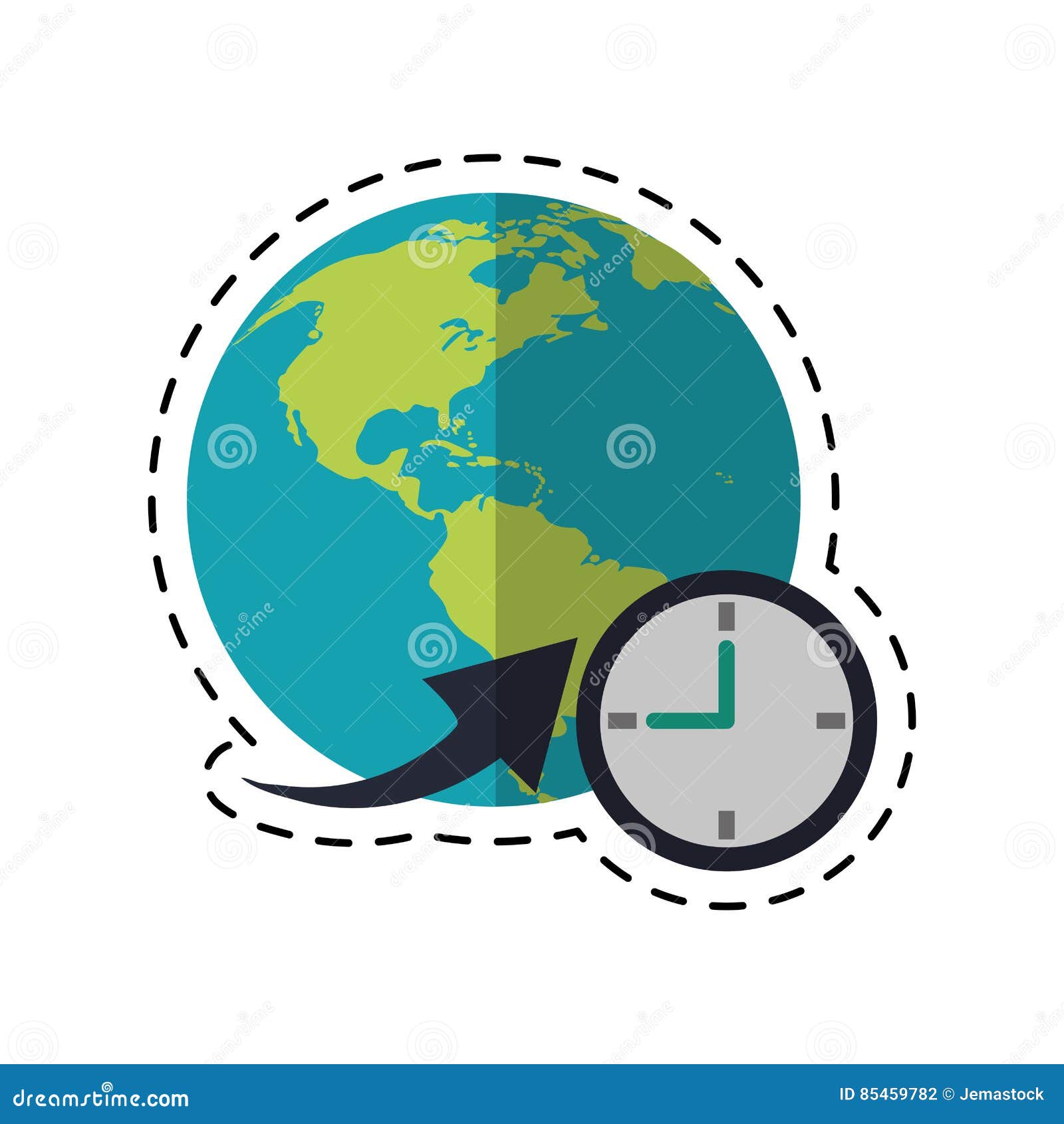 Global World Around Clock Business Concept-dotted Line Stock Vector ...