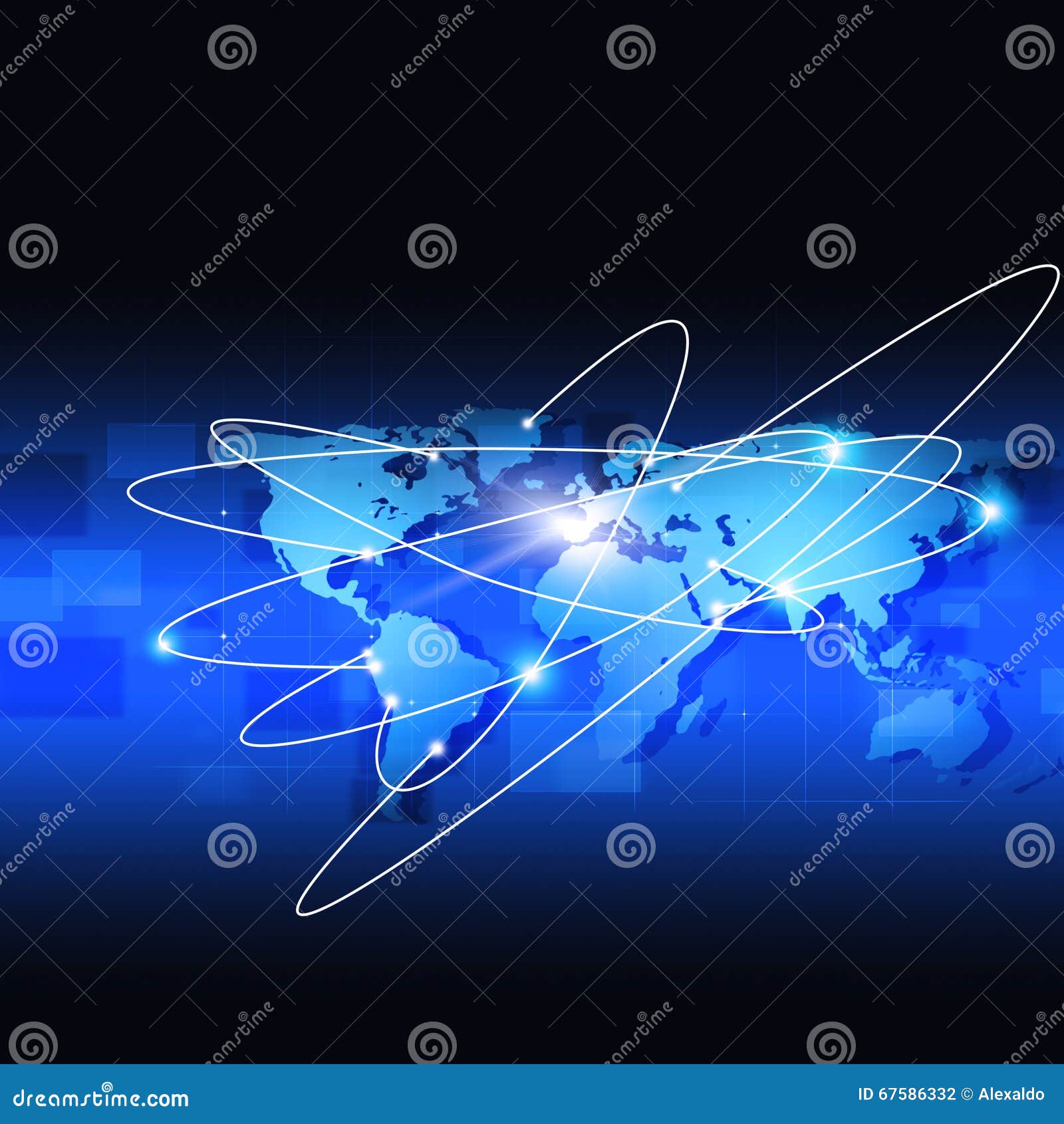 Global World Connections Blue Background Stock Illustration ...