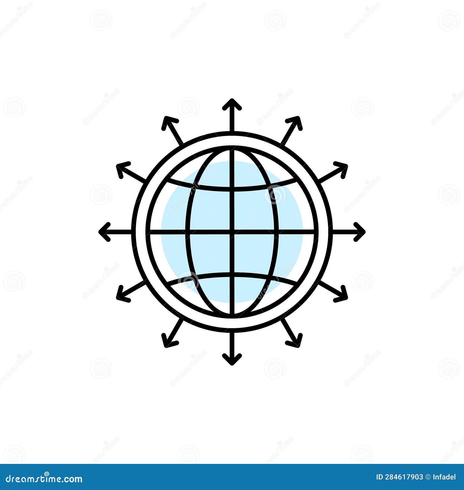 Global World Expansion Icon with Thin Line Earth Globe Stock ...