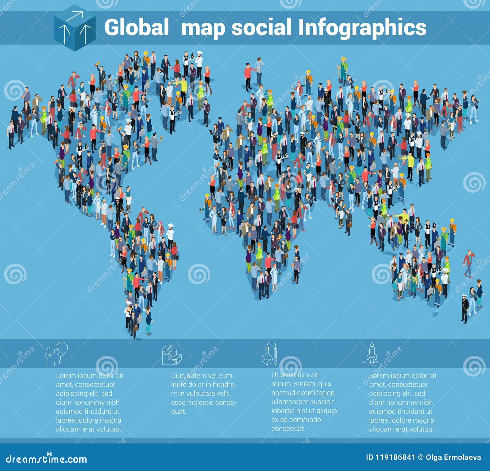 Global World Isometric Map. Stock Vector - Illustration of ...